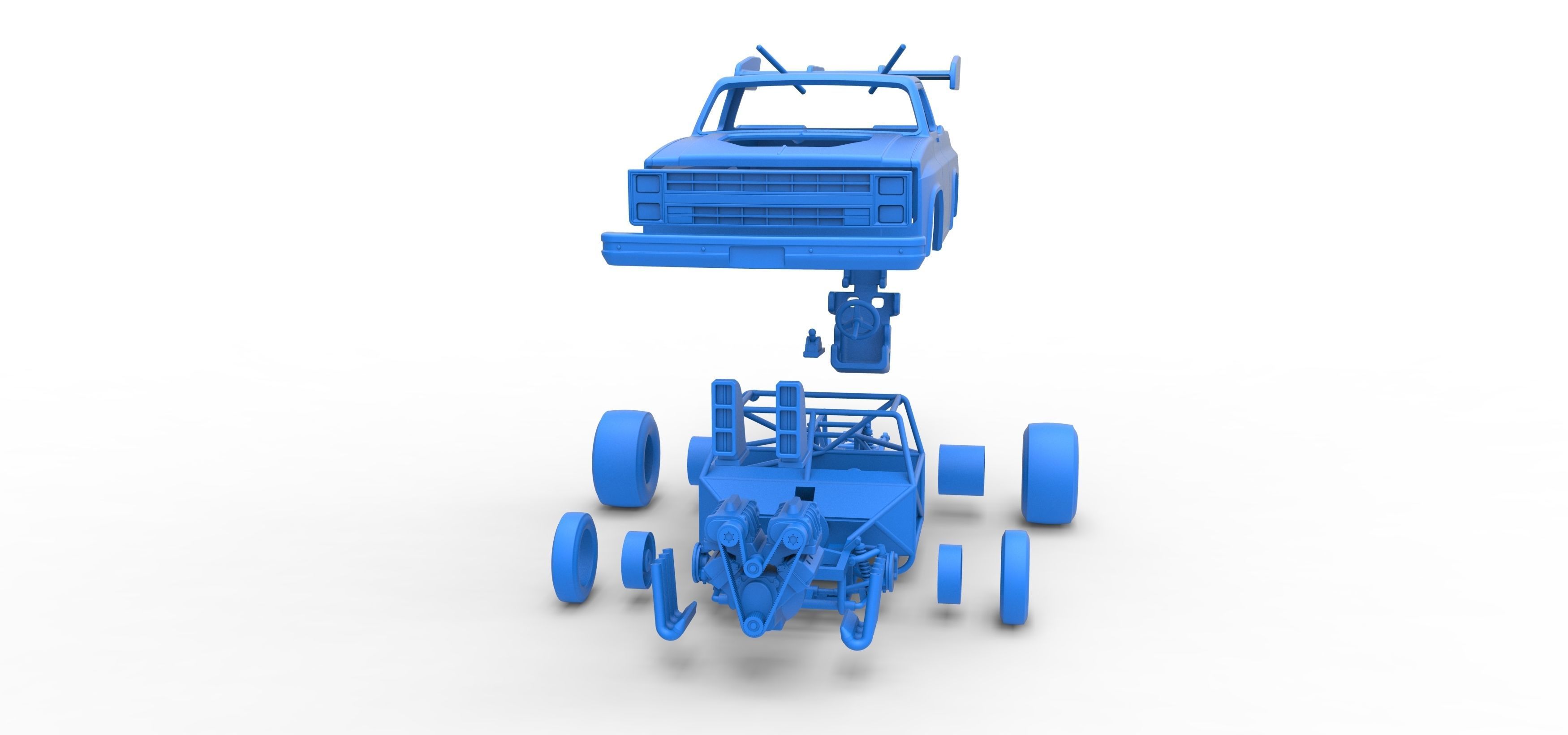 Dragster truck Scale 1 to 25 3D model 3D printable | CGTrader