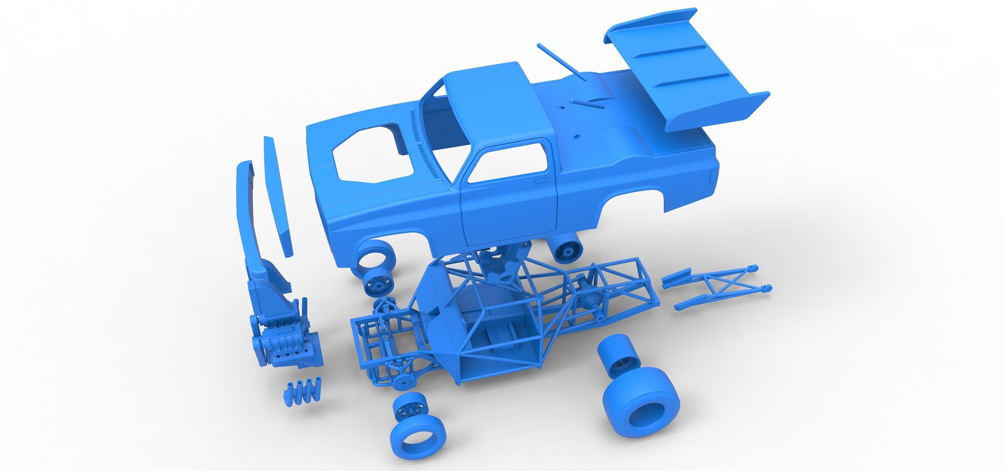 Dragster truck Scale 1 to 25 3D model 3D printable | CGTrader