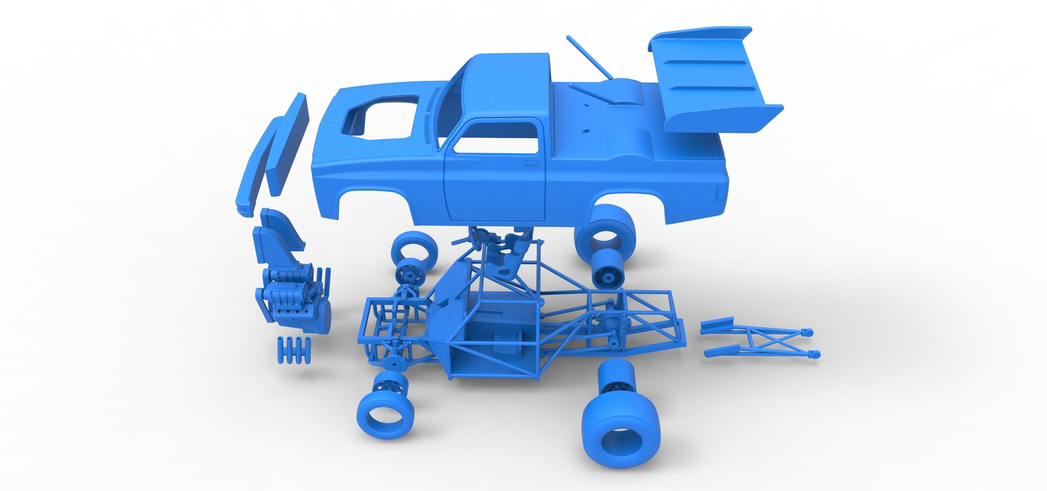 Dragster truck Scale 1 to 25 3D model 3D printable | CGTrader