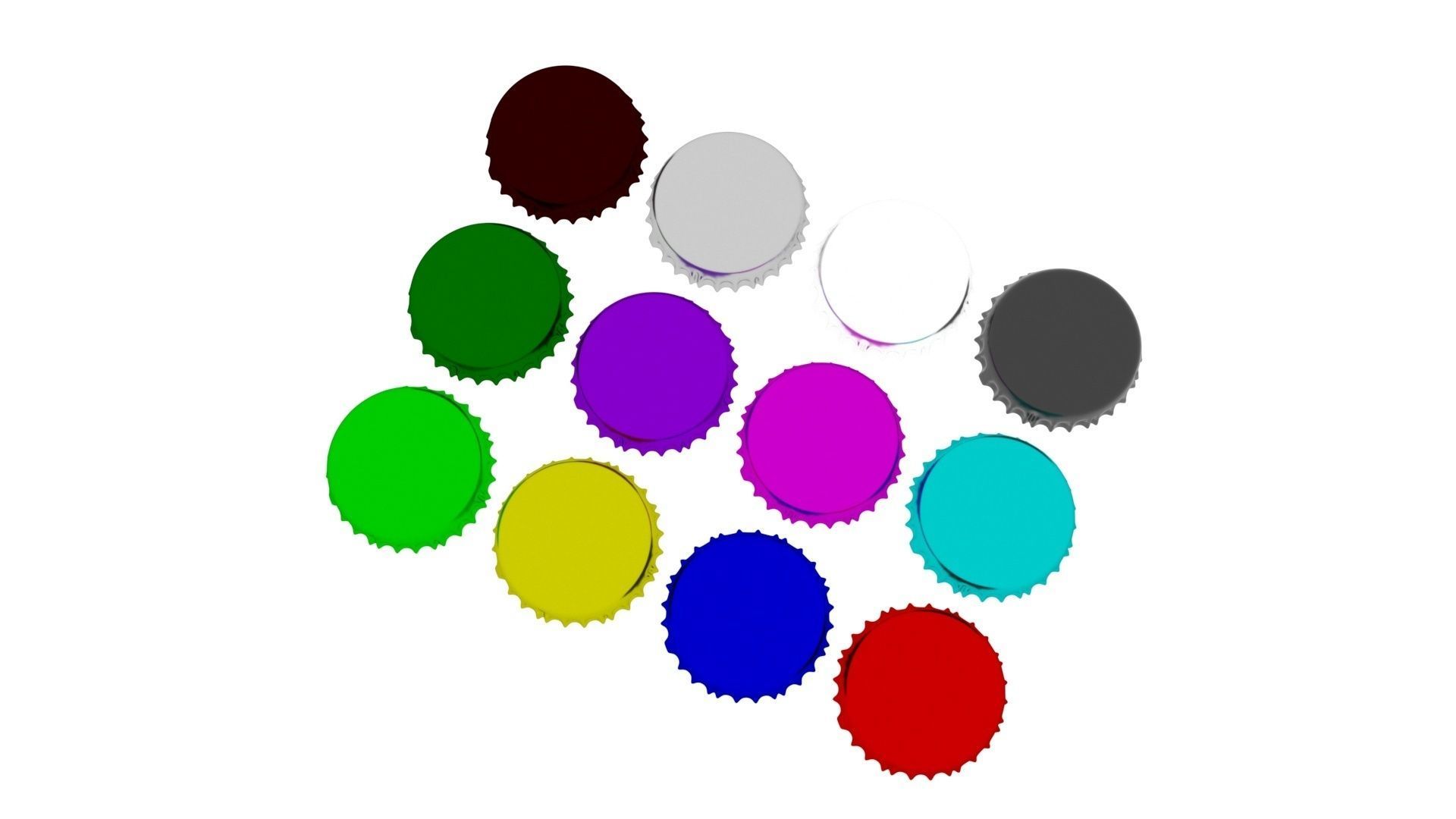 Metal Bottle Caps Set 3D model | CGTrader