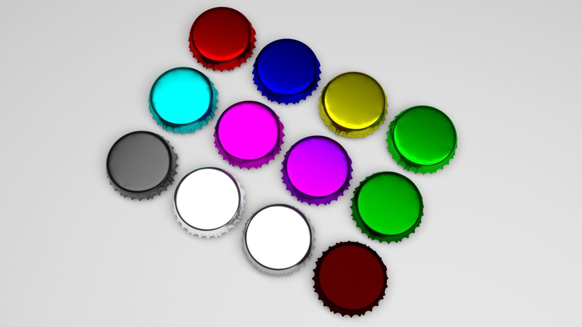 Metal Bottle Caps Set 3D model | CGTrader