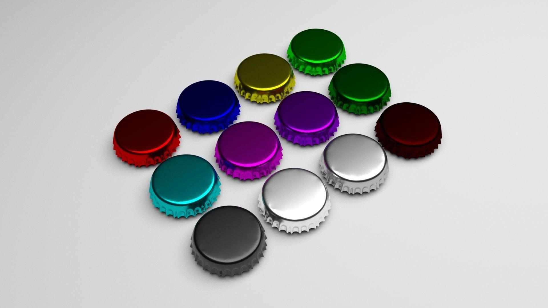 Metal Bottle Caps Set 3D model | CGTrader