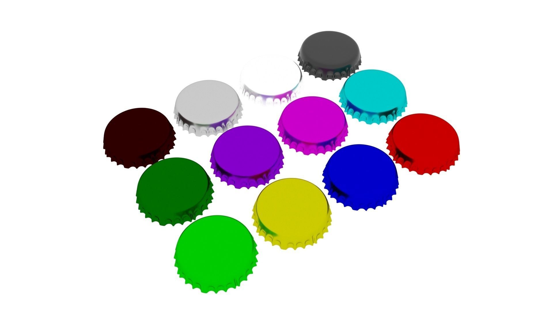 Metal Bottle Caps Set 3D model | CGTrader