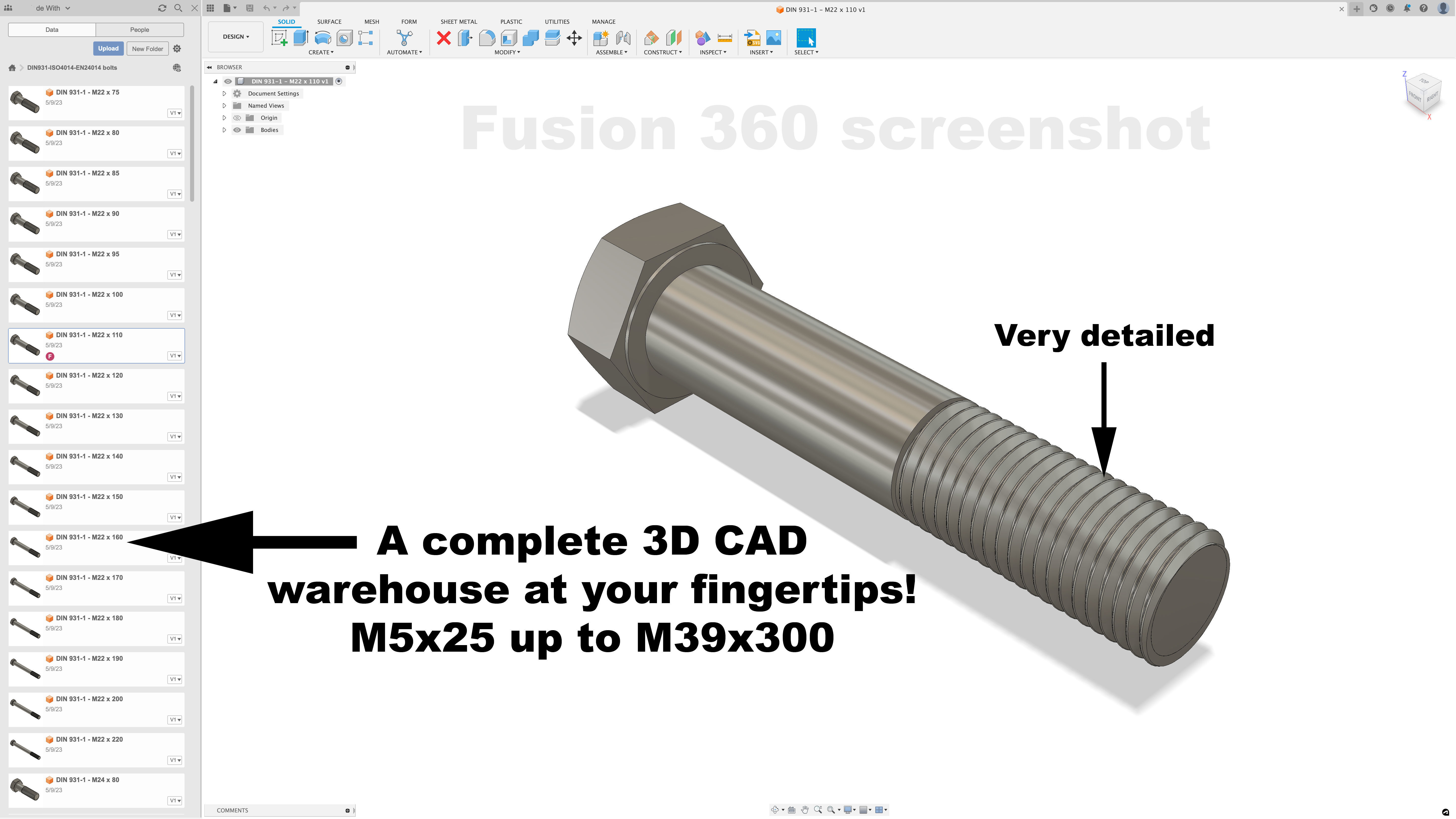 275 Parts 3D CAD Library - BOLTS -EN24014 - DIN931 - ISO4014 3D model ...