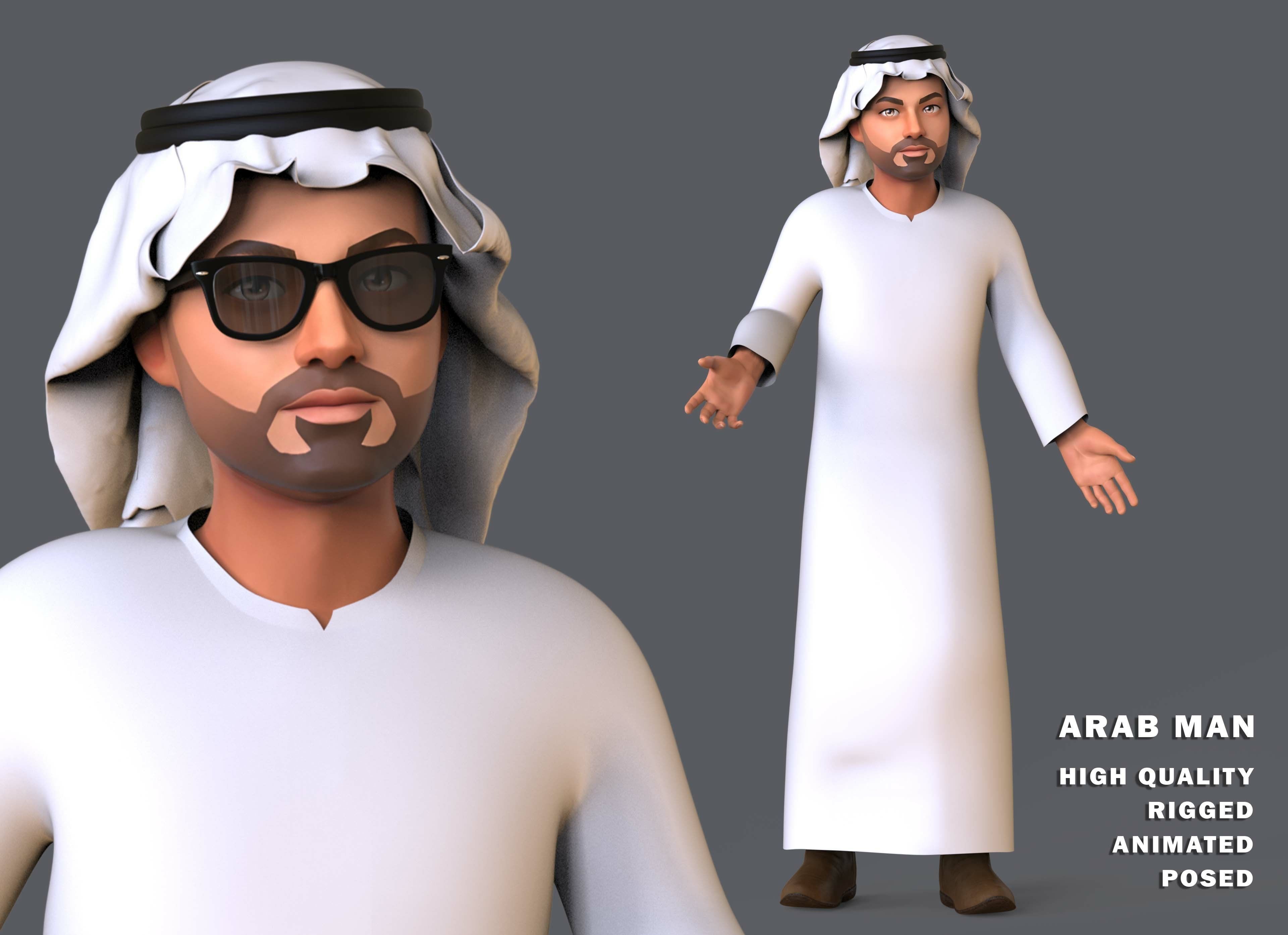 3D model Arabic Character Pack Rigged Animated VR / AR / low-poly ...