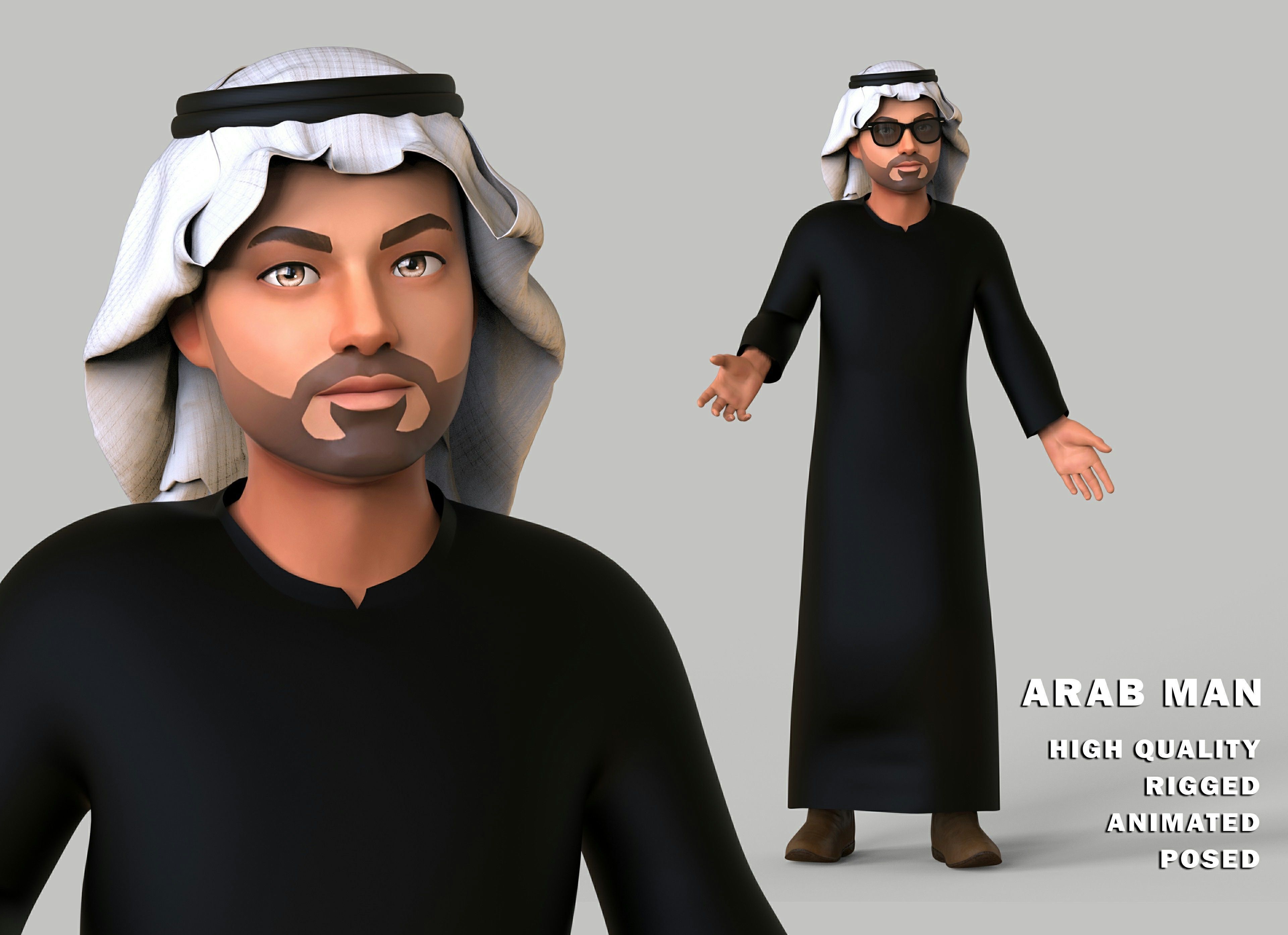 3D model Arabic Character Pack Rigged Animated VR / AR / low-poly ...