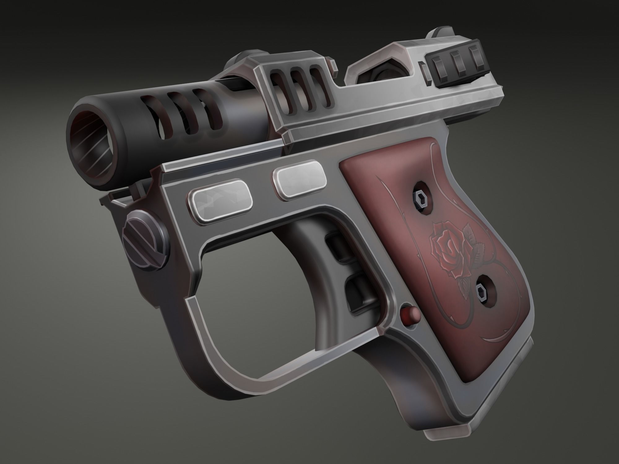 3D model Stylized pistol with a rose VR / AR / low-poly | CGTrader