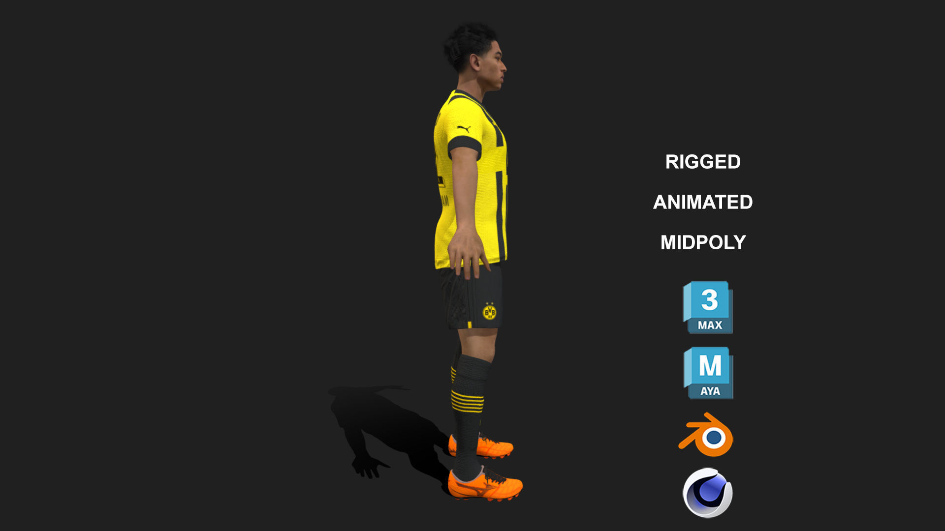 3D Rigged Jude Bellingham Borussia Dortmund 2023 3D model animated ...