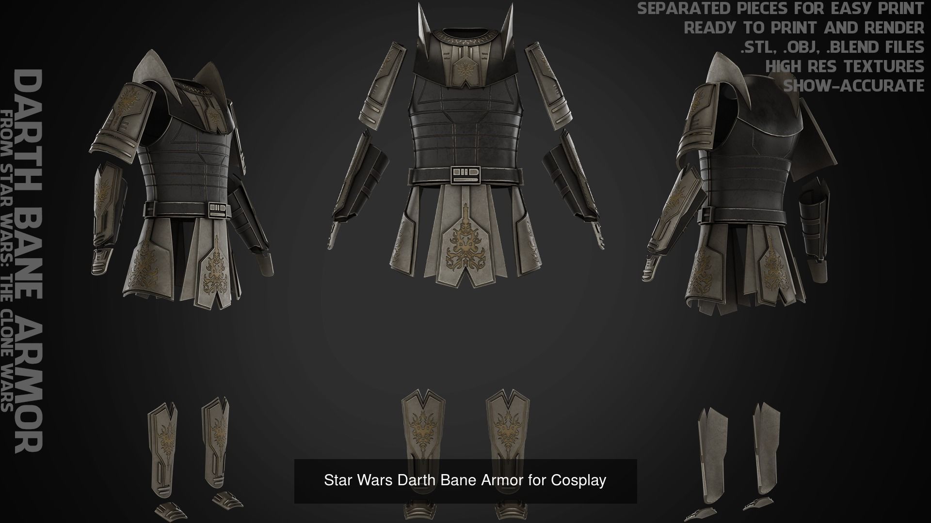 Star Wars Darth Bane Full Armor and Pike for Cosplay 3D Model ...