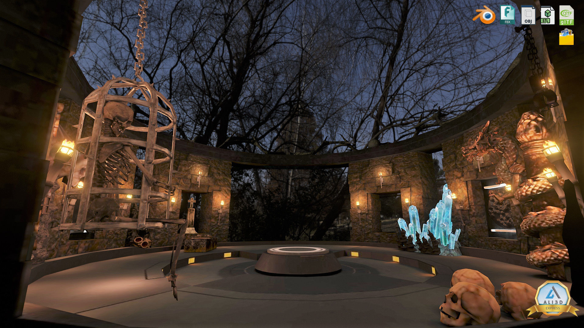 3D model Haunting Spooky Dungeon with PBR Baked Textures VR / AR / low ...