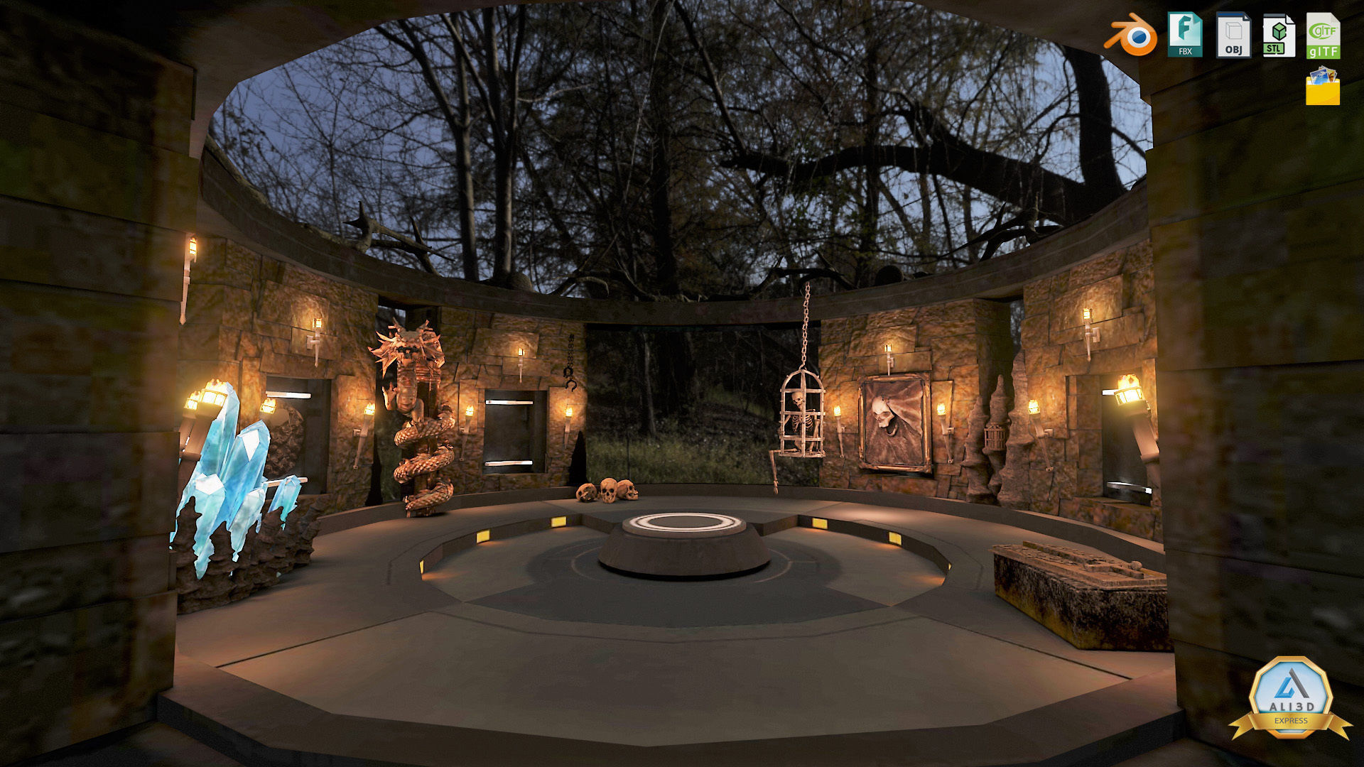 3D model Haunting Spooky Dungeon with PBR Baked Textures VR / AR / low ...