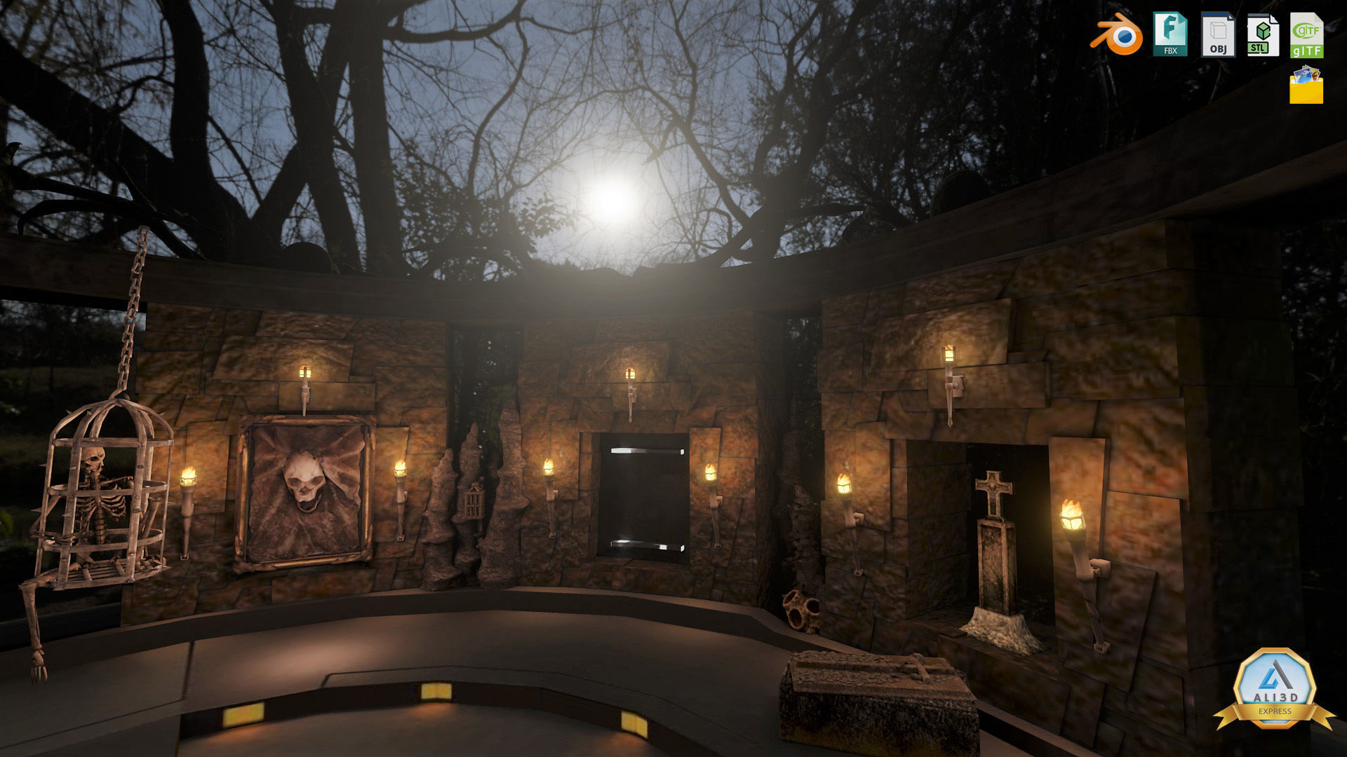 3D model Haunting Spooky Dungeon with PBR Baked Textures VR / AR / low ...