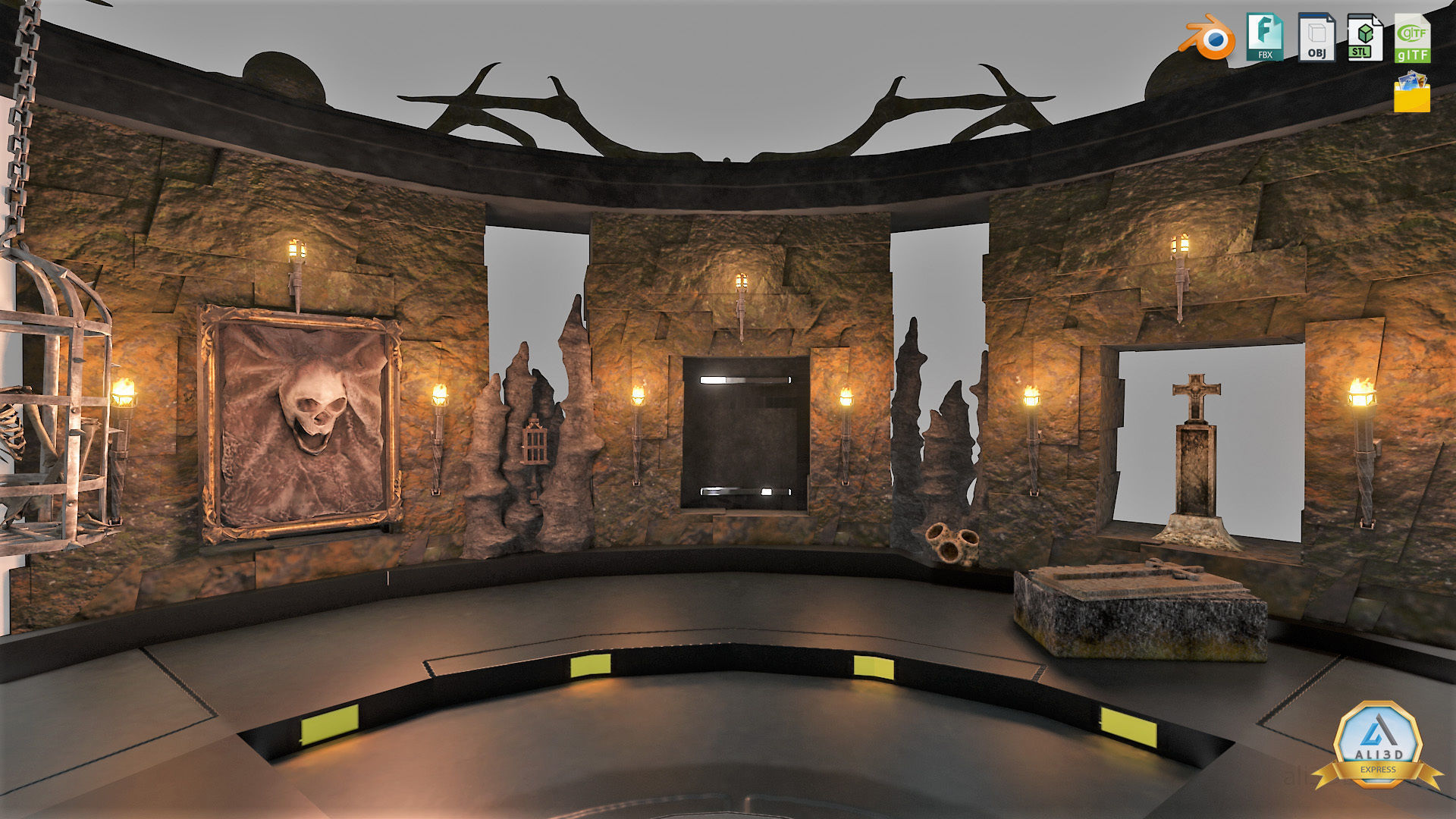 3D model Haunting Spooky Dungeon with PBR Baked Textures VR / AR / low ...