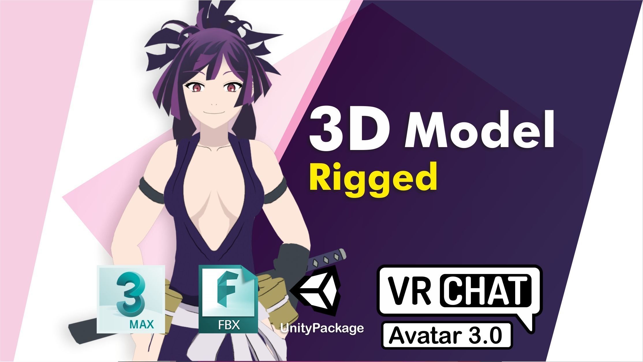 Yuzuriha jigokuraku VRChat avatar 3D model rigged | CGTrader