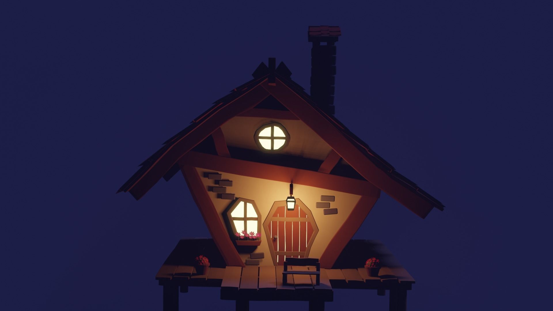 3D model Cottage Low-poly VR / AR / low-poly | CGTrader
