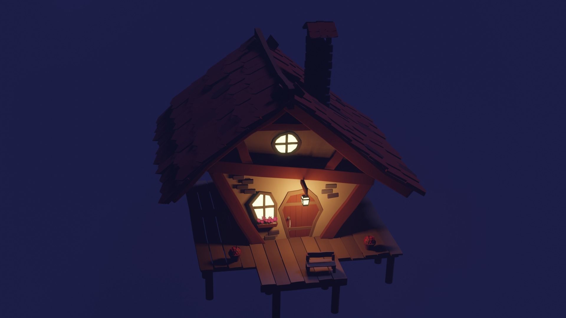 3D model Cottage Low-poly VR / AR / low-poly | CGTrader