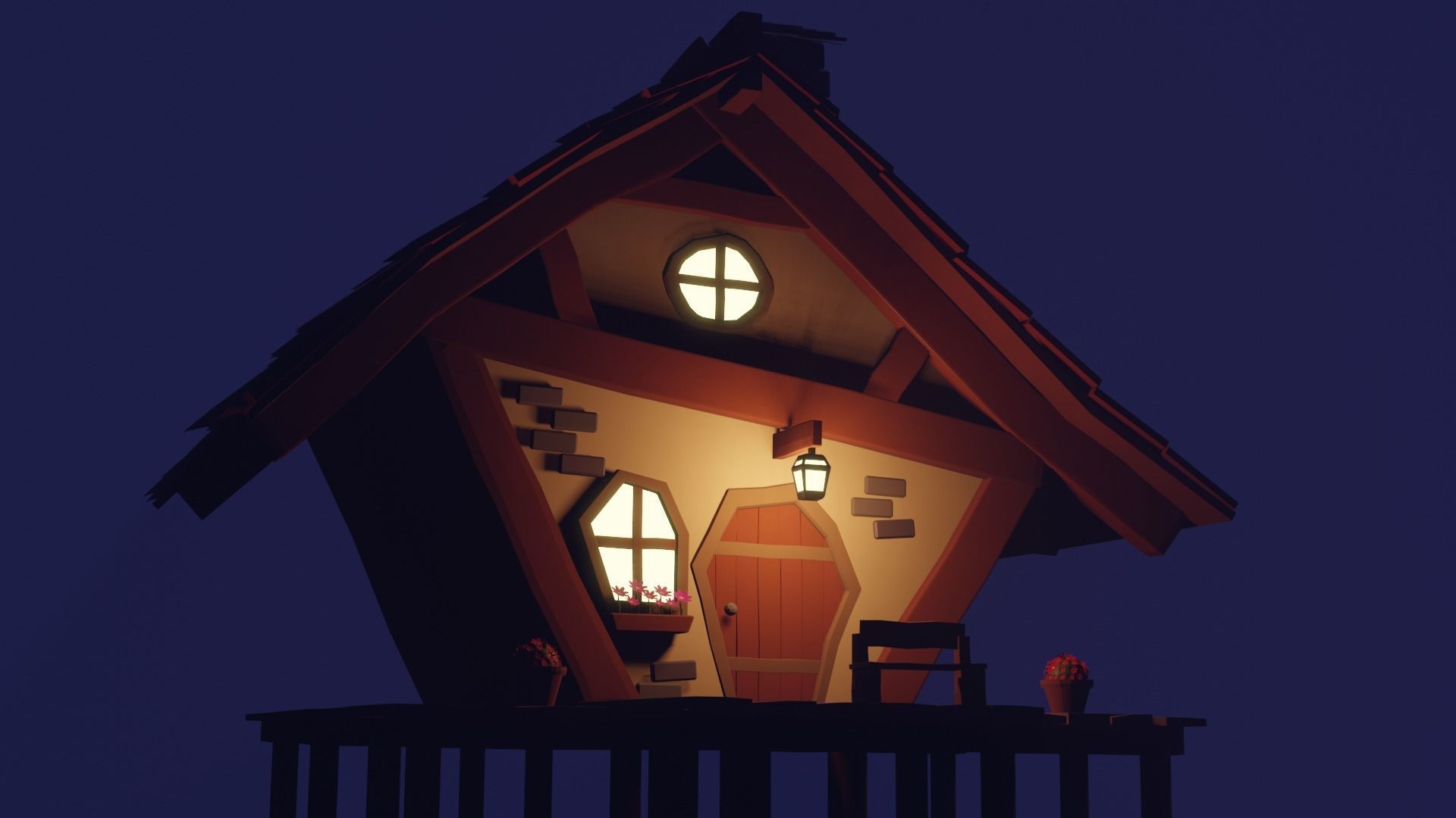 3D model Cottage Low-poly VR / AR / low-poly | CGTrader