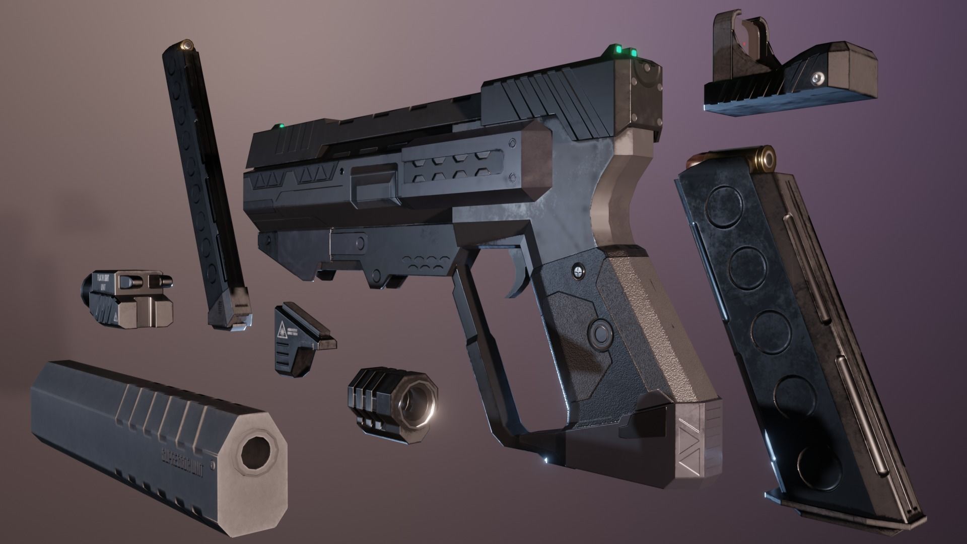 3D model Lowpoly Concept Sci-fi Pistol VR / AR / low-poly | CGTrader