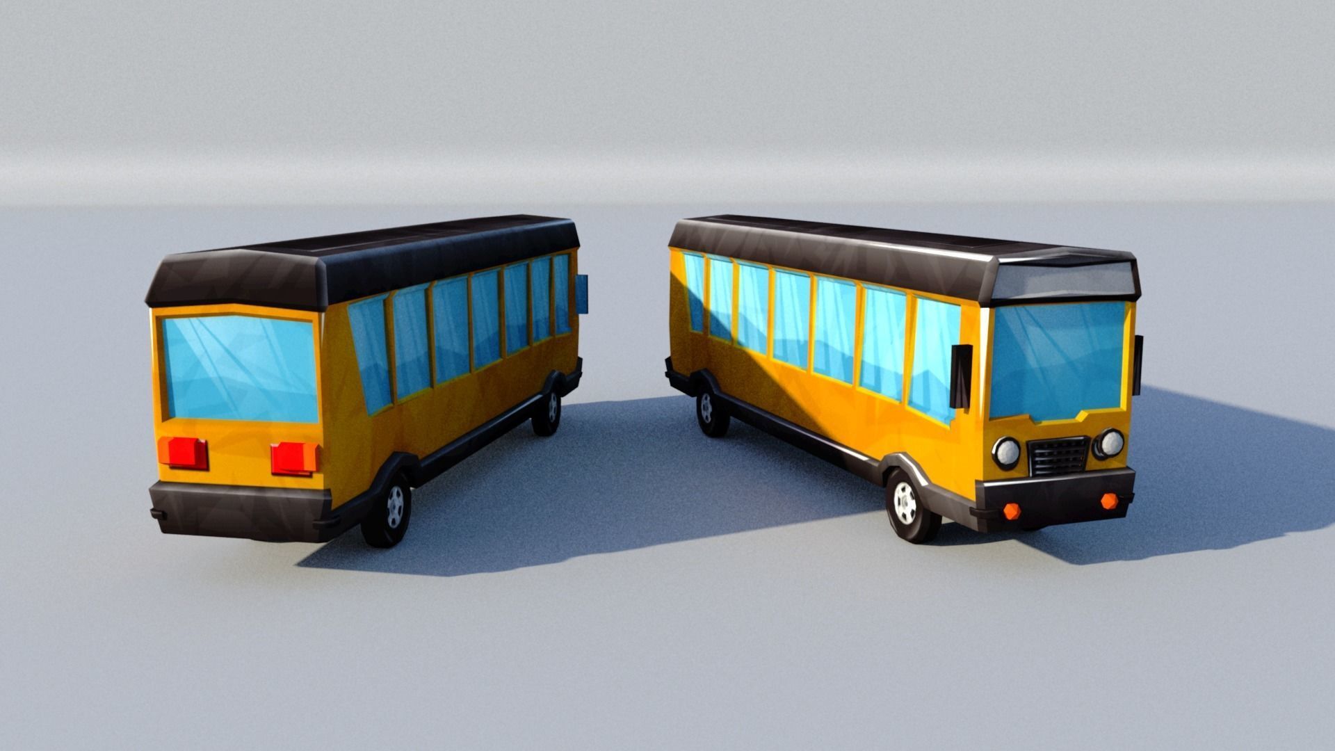3D model Bus Pack Low Poly Toon Style Bus Pack 3D Model Collection VR ...