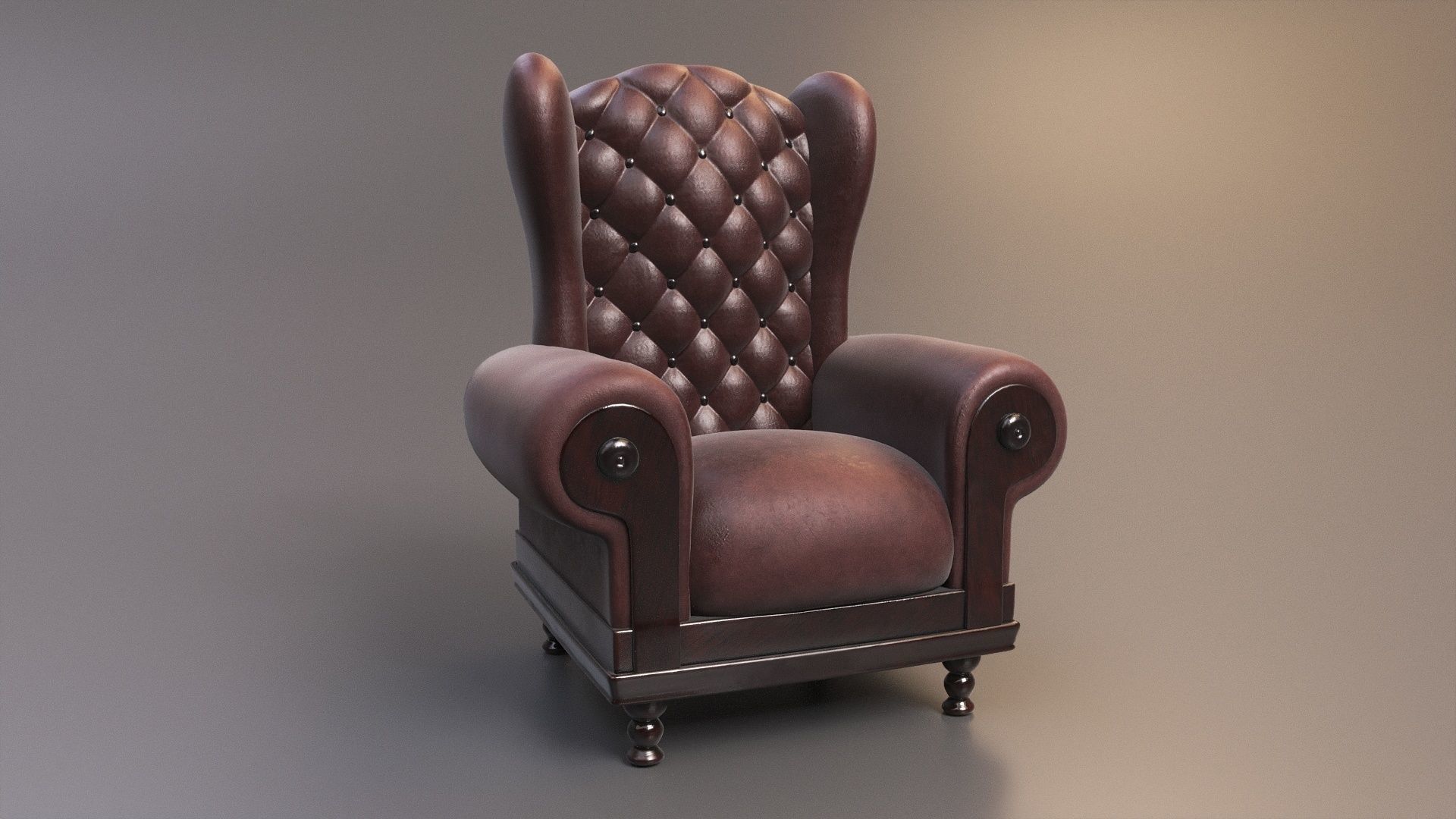 Leather Fancy Vintage Arm Chair Couch 3D model | CGTrader