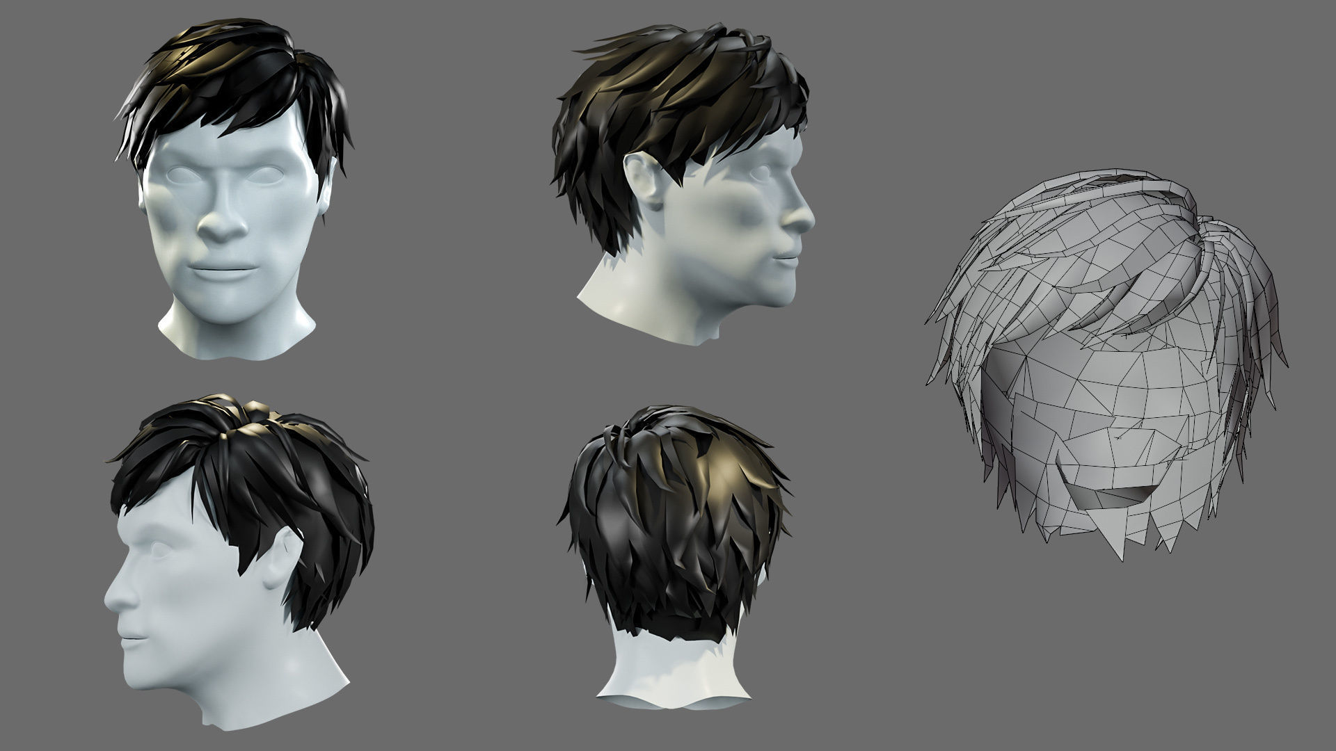 3D model Cartoon hairstyles VR / AR / low-poly | CGTrader