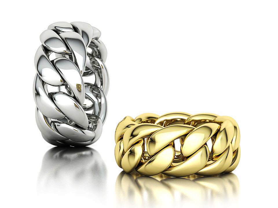 Cuban Chain Ring Miami Cuban Ring 3dmodel 5-13US sizes 3D model 3D printable | CGTrader