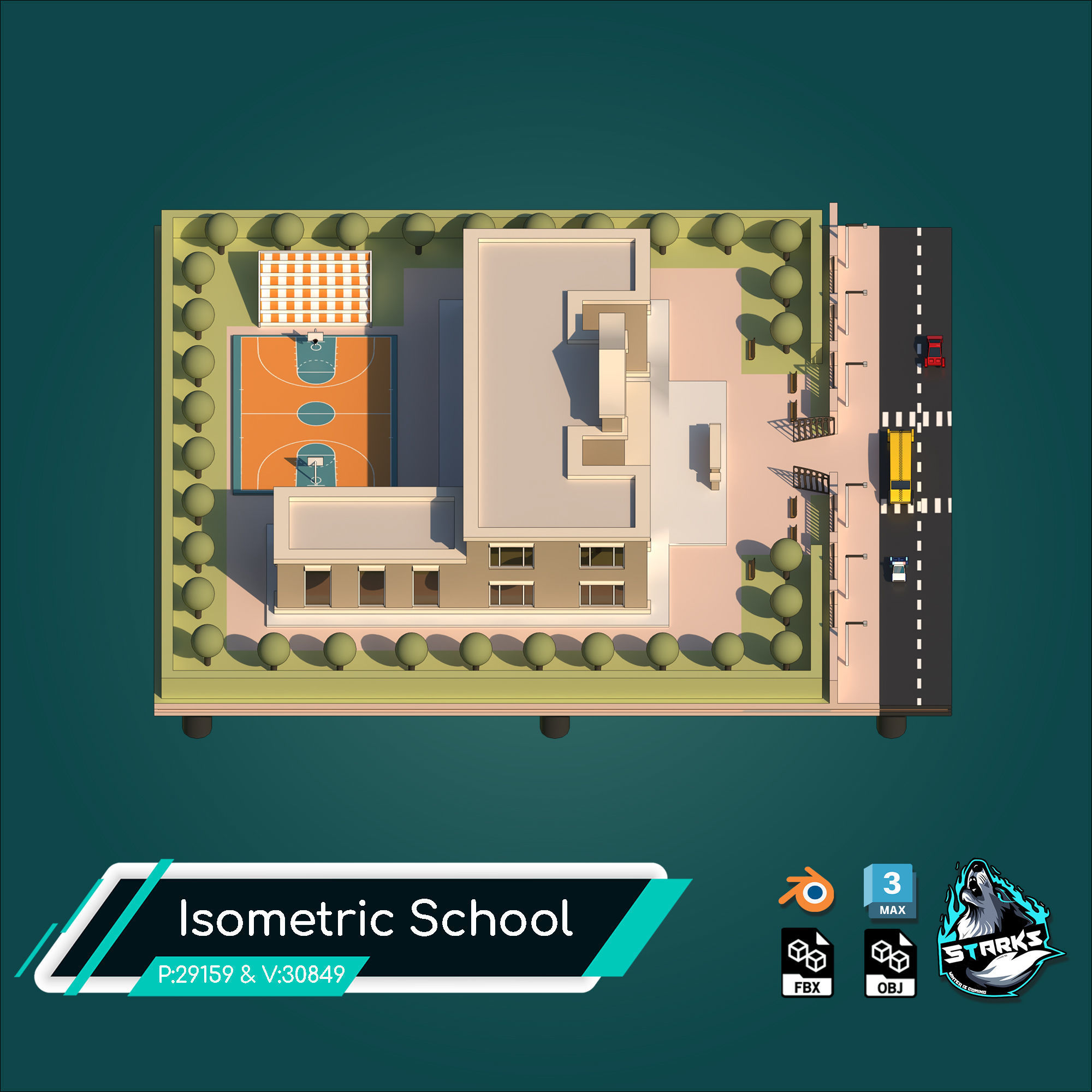3D model Isometric School VR / AR / low-poly | CGTrader