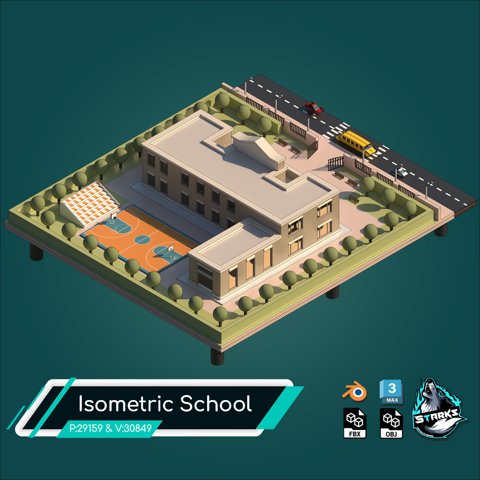 3D model Isometric School VR / AR / low-poly | CGTrader