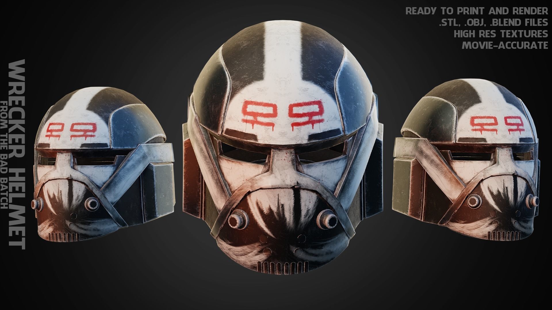 The Bad Batch Wrecker Helmet for Cosplay 3D model 3D printable | CGTrader