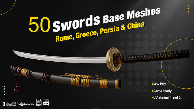 3D model 50 Sword Base Mesh VR / AR / low-poly | CGTrader