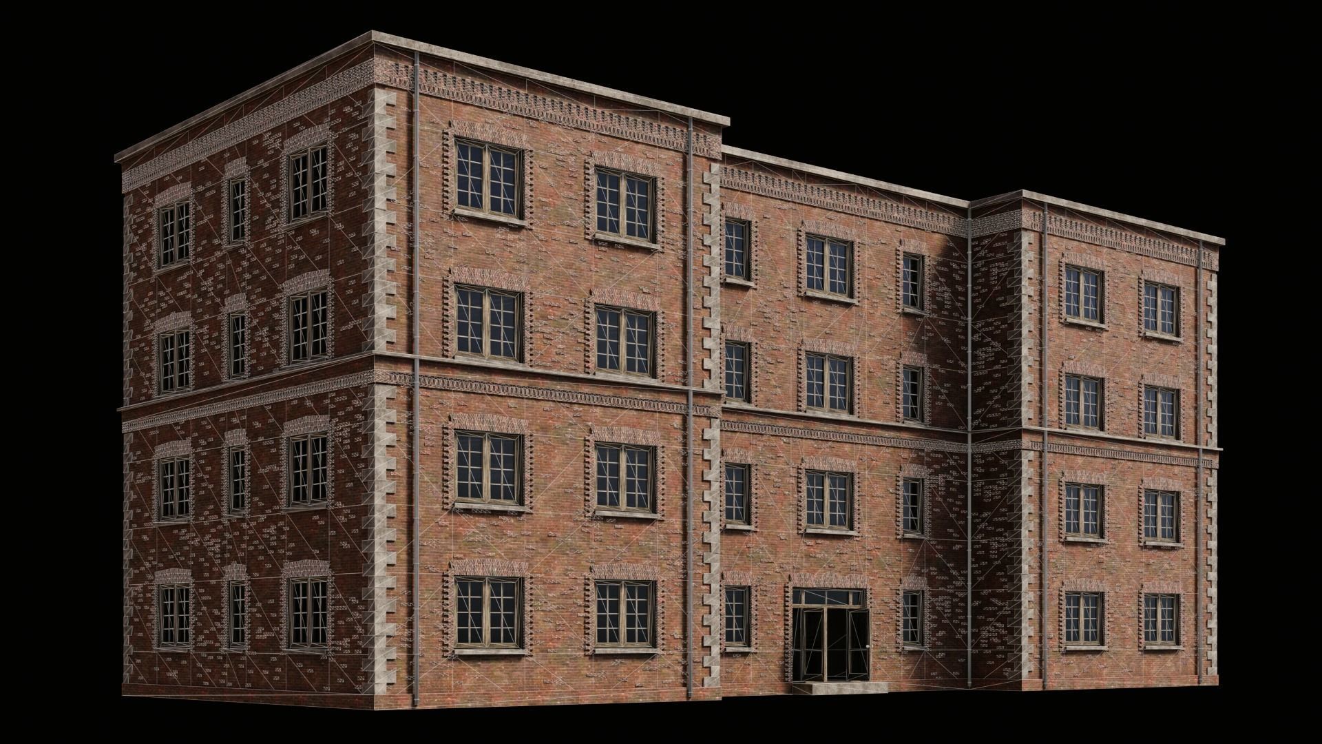 3D model BRICK BUILDING APARTMENT TENEMENT HOUSE CITY TOWN COLLECTION ...