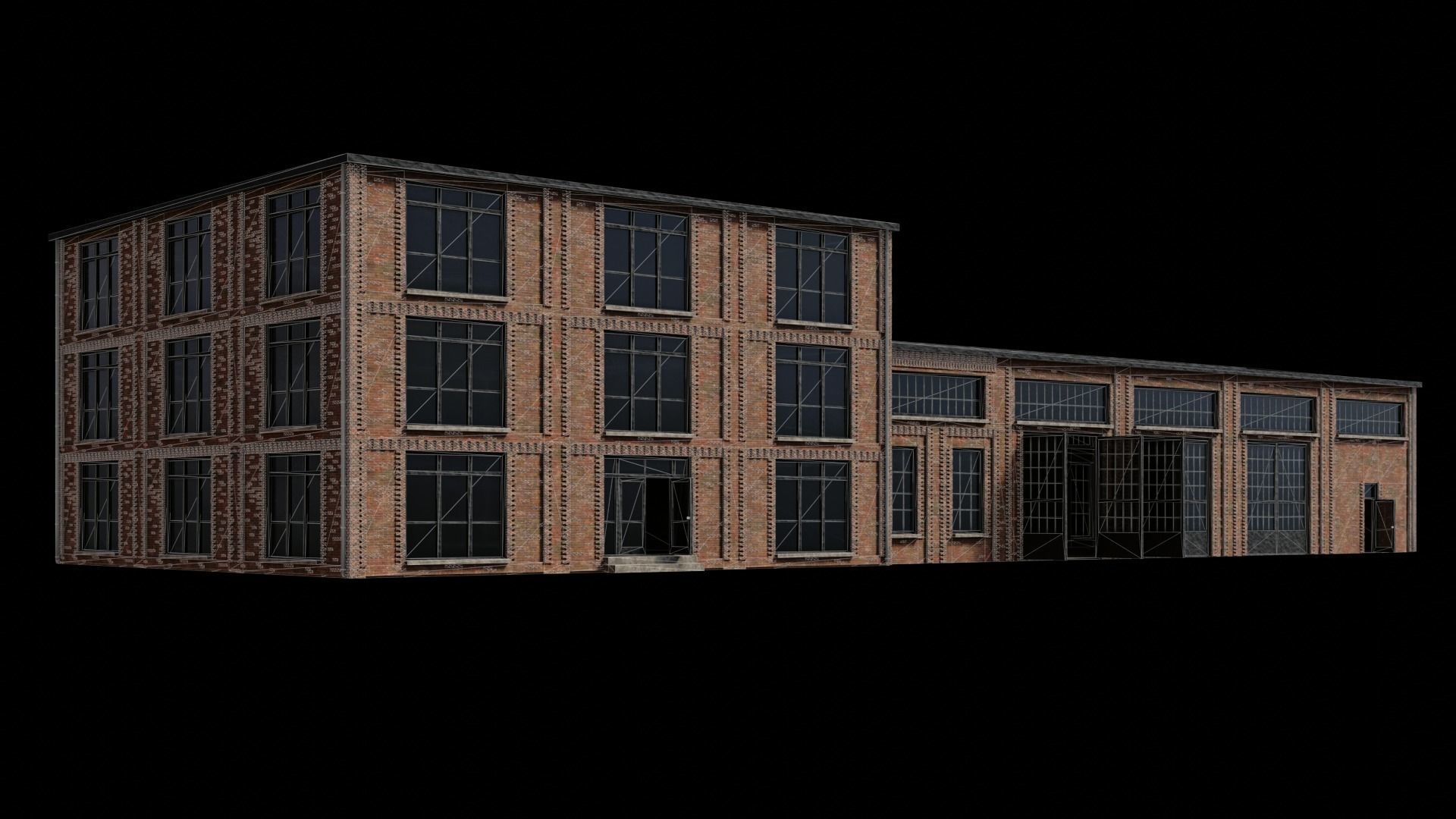 3D model BRICK FACTORY SCHOOL PRISON BUILDING CITY TOWN COLLECTION VR ...