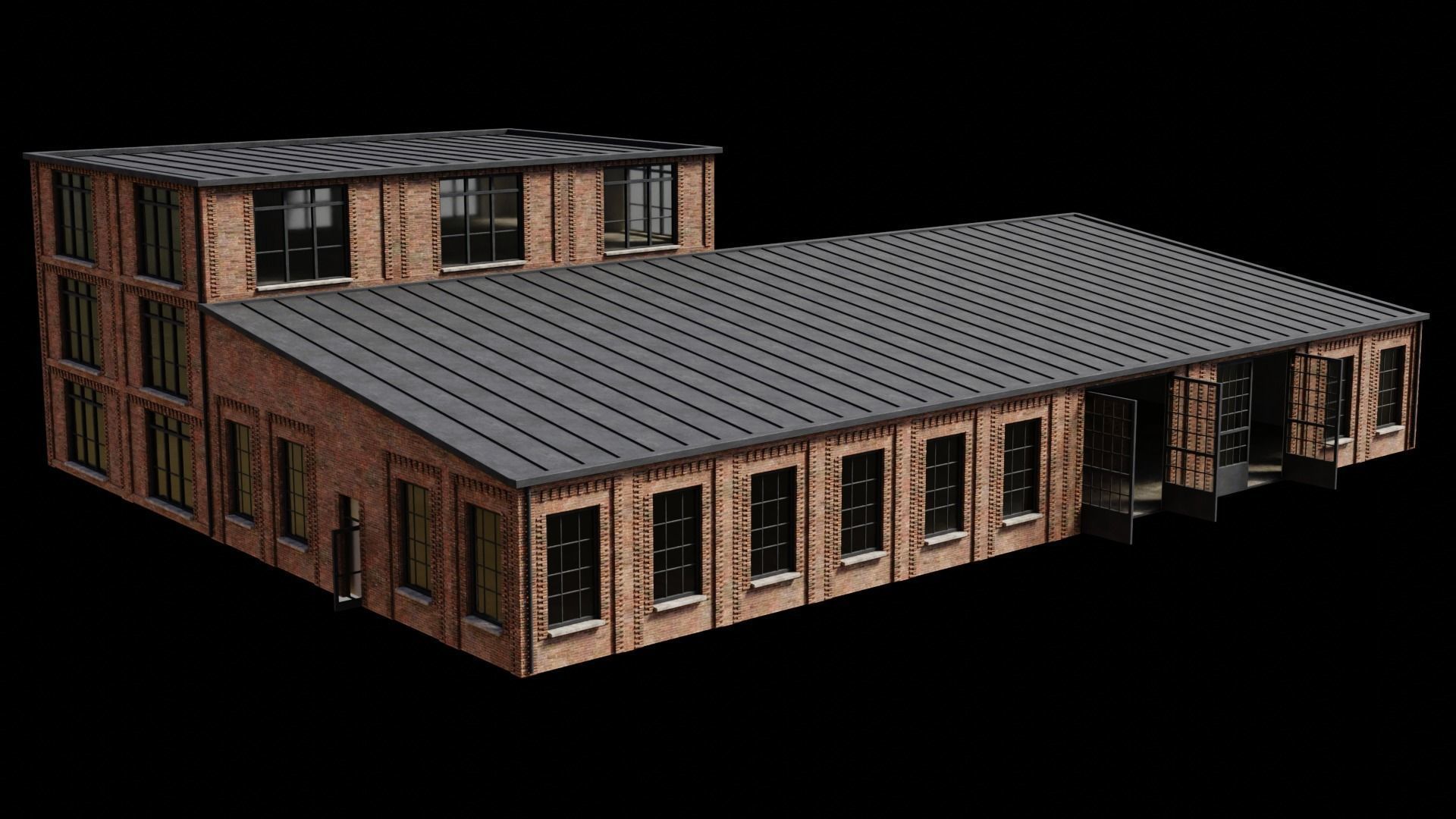 3D model BRICK FACTORY SCHOOL PRISON BUILDING CITY TOWN COLLECTION VR ...