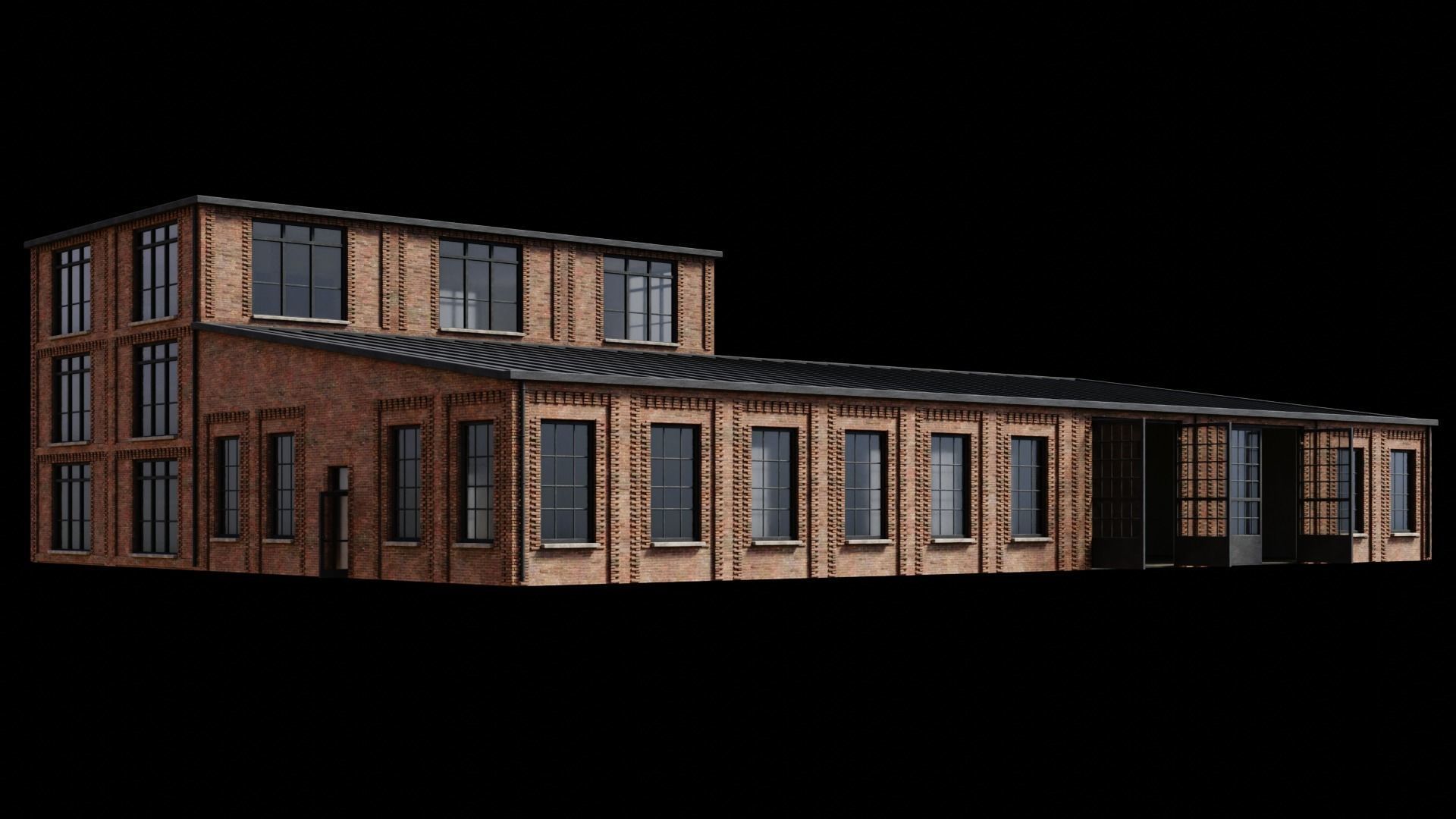 3D model BRICK FACTORY SCHOOL PRISON BUILDING CITY TOWN COLLECTION VR ...