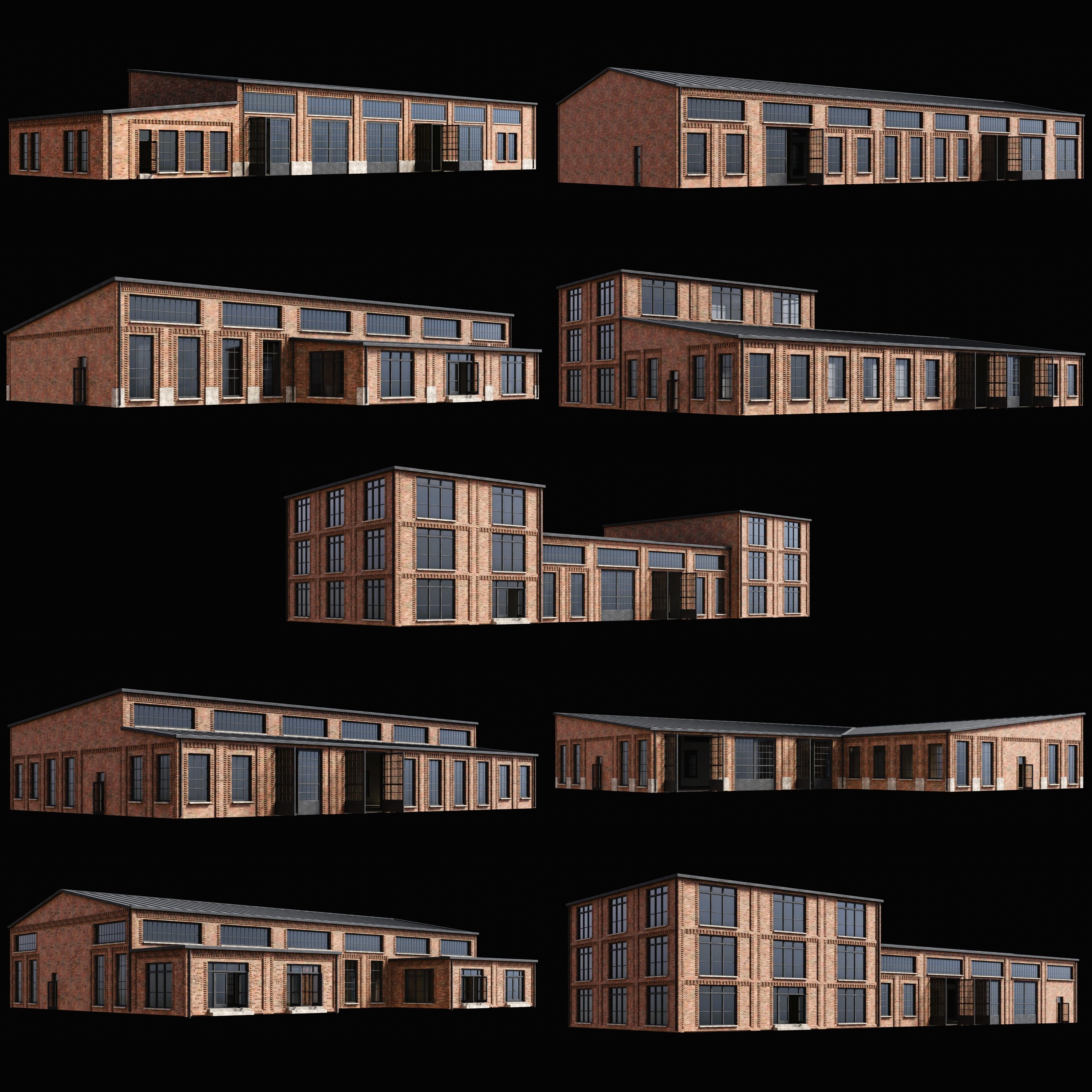 3D model BRICK FACTORY SCHOOL PRISON BUILDING CITY TOWN COLLECTION VR ...