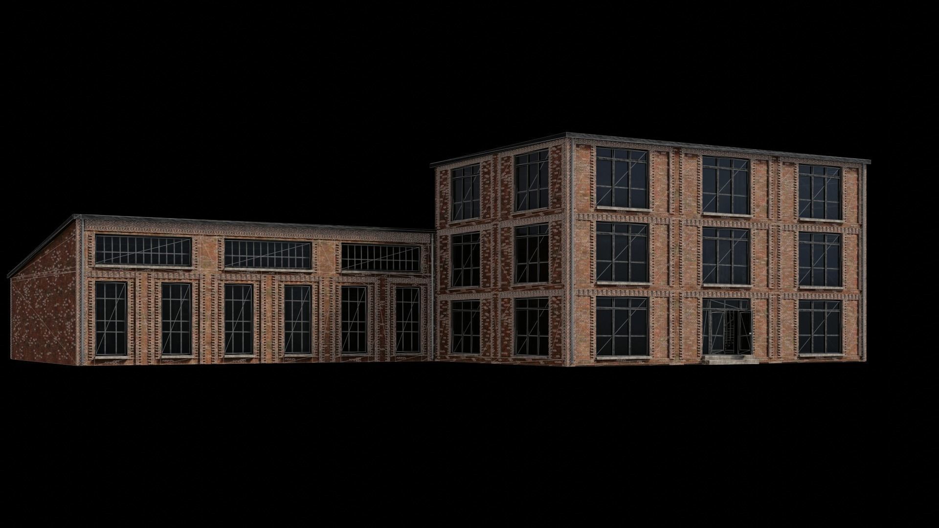 3D model BRICK FACTORY SCHOOL PRISON BUILDING CITY TOWN COLLECTION VR ...
