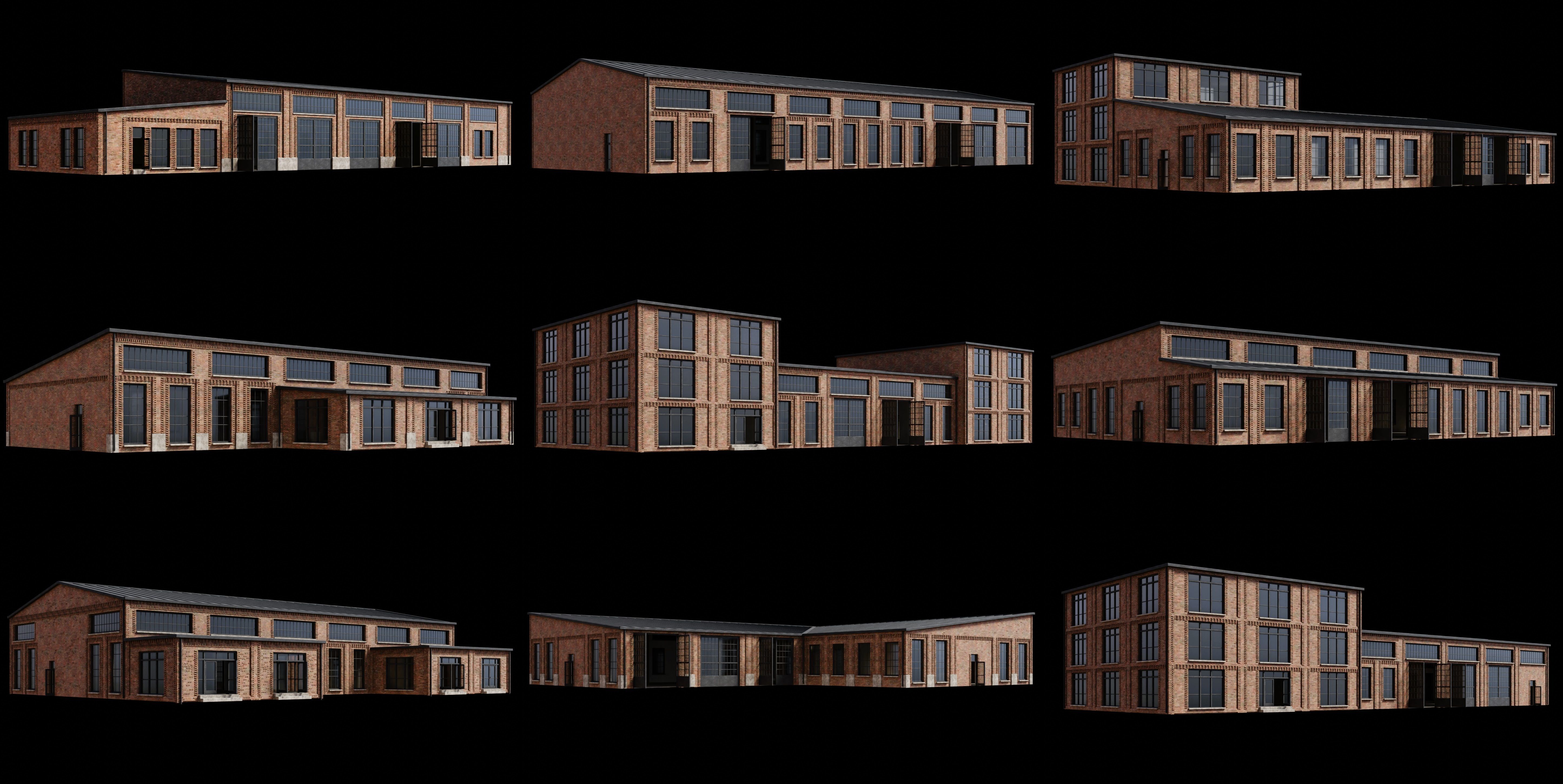3D model BRICK FACTORY SCHOOL PRISON BUILDING CITY TOWN COLLECTION VR ...