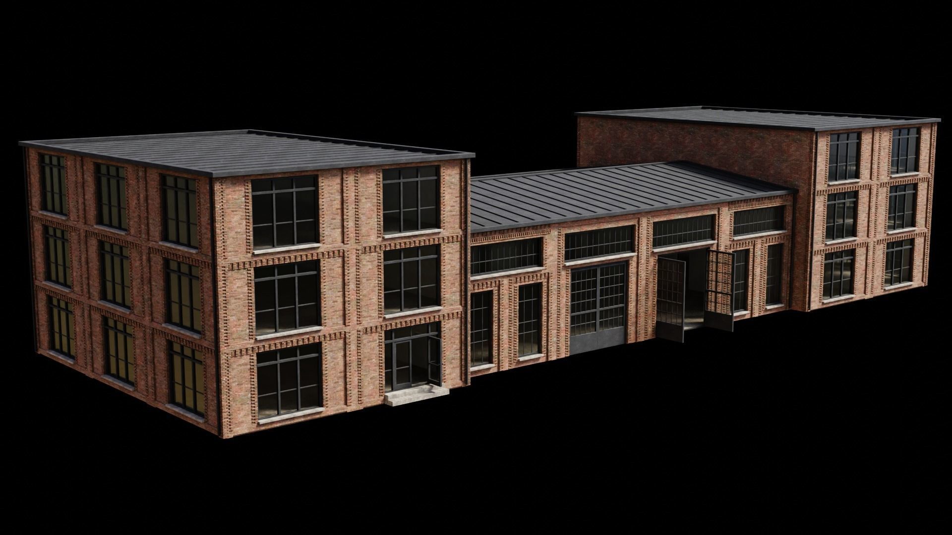 3D model BRICK FACTORY SCHOOL PRISON BUILDING CITY TOWN COLLECTION VR ...