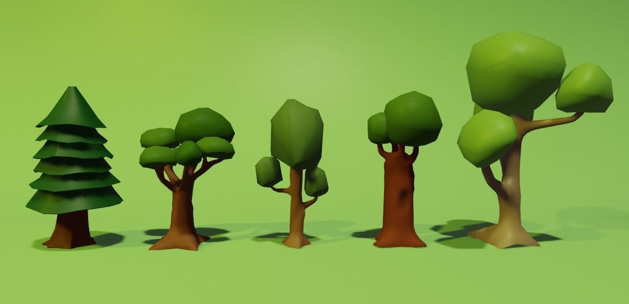 Low Poly Stylized Trees free VR / AR / low-poly 3D model | CGTrader