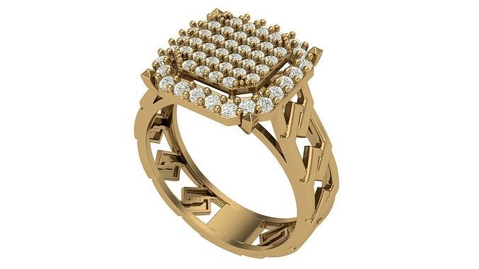 Emerald Square Pave Diamond Ring 3D model 3D printable | CGTrader