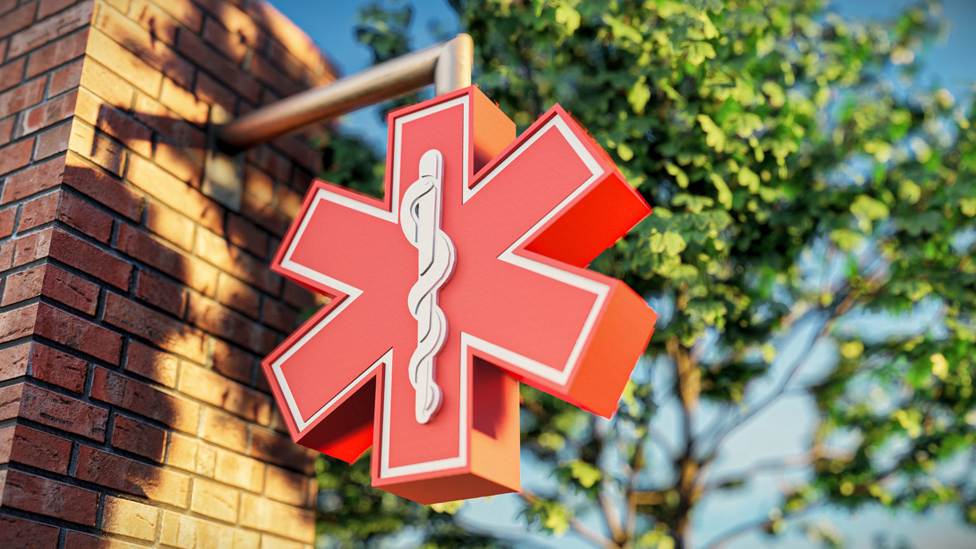 signboard Star of Life - Emergency Medical Services Asclepius 3D model ...