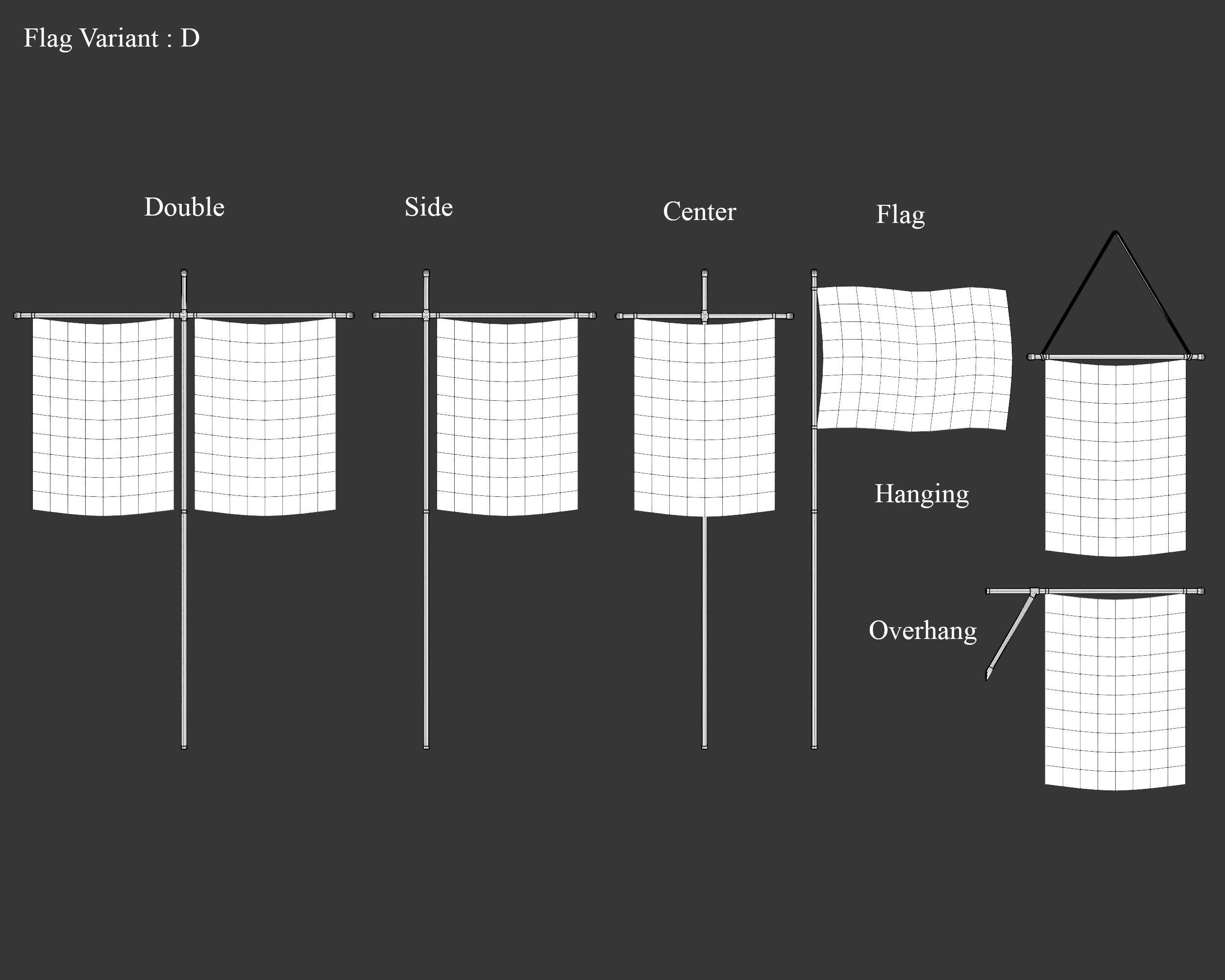 3D model Medieval Common Decoration Flags and Banners VR / AR / low ...