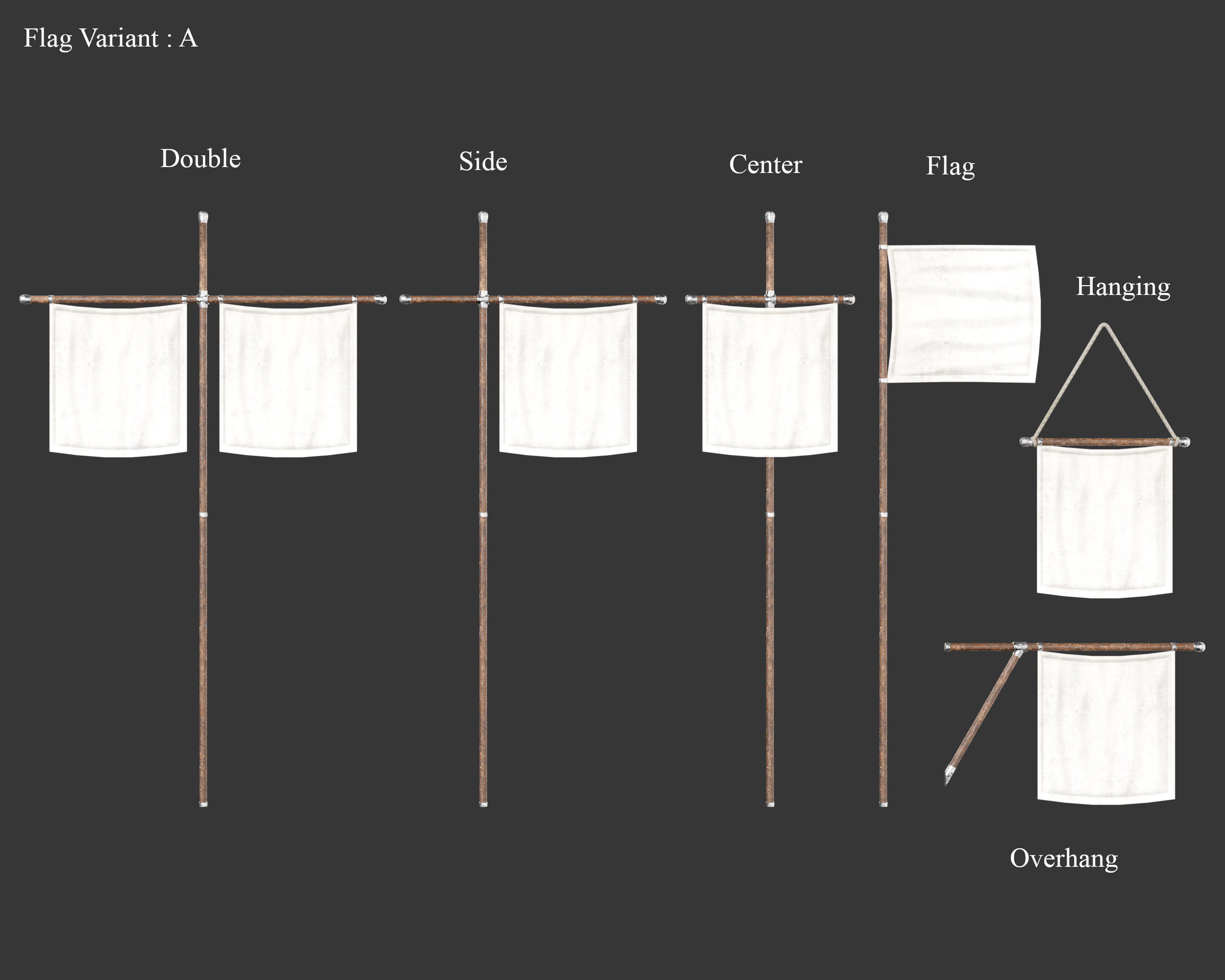 3D model Medieval Common Decoration Flags and Banners VR / AR / low ...