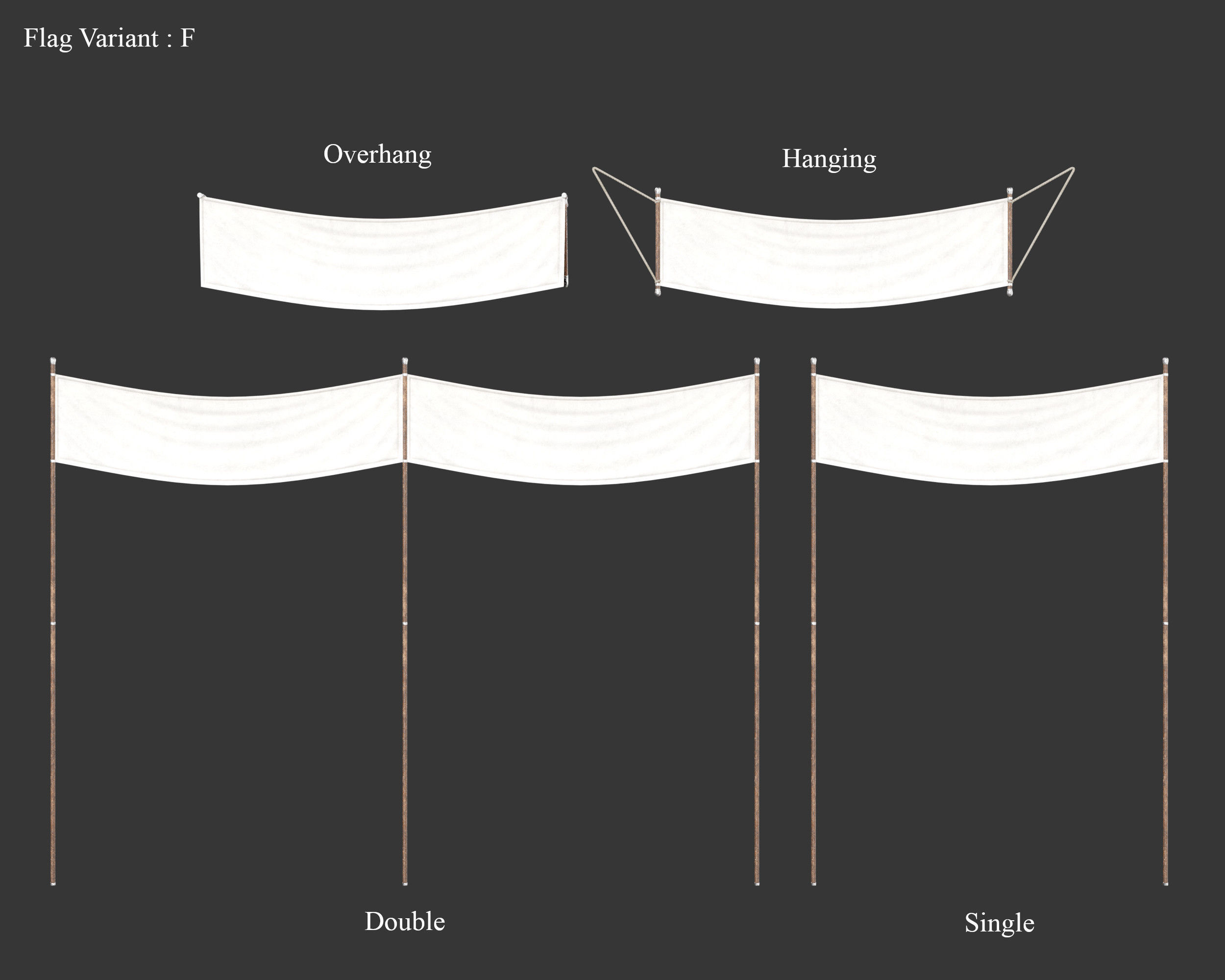 3D model Medieval Common Decoration Flags and Banners VR / AR / low ...