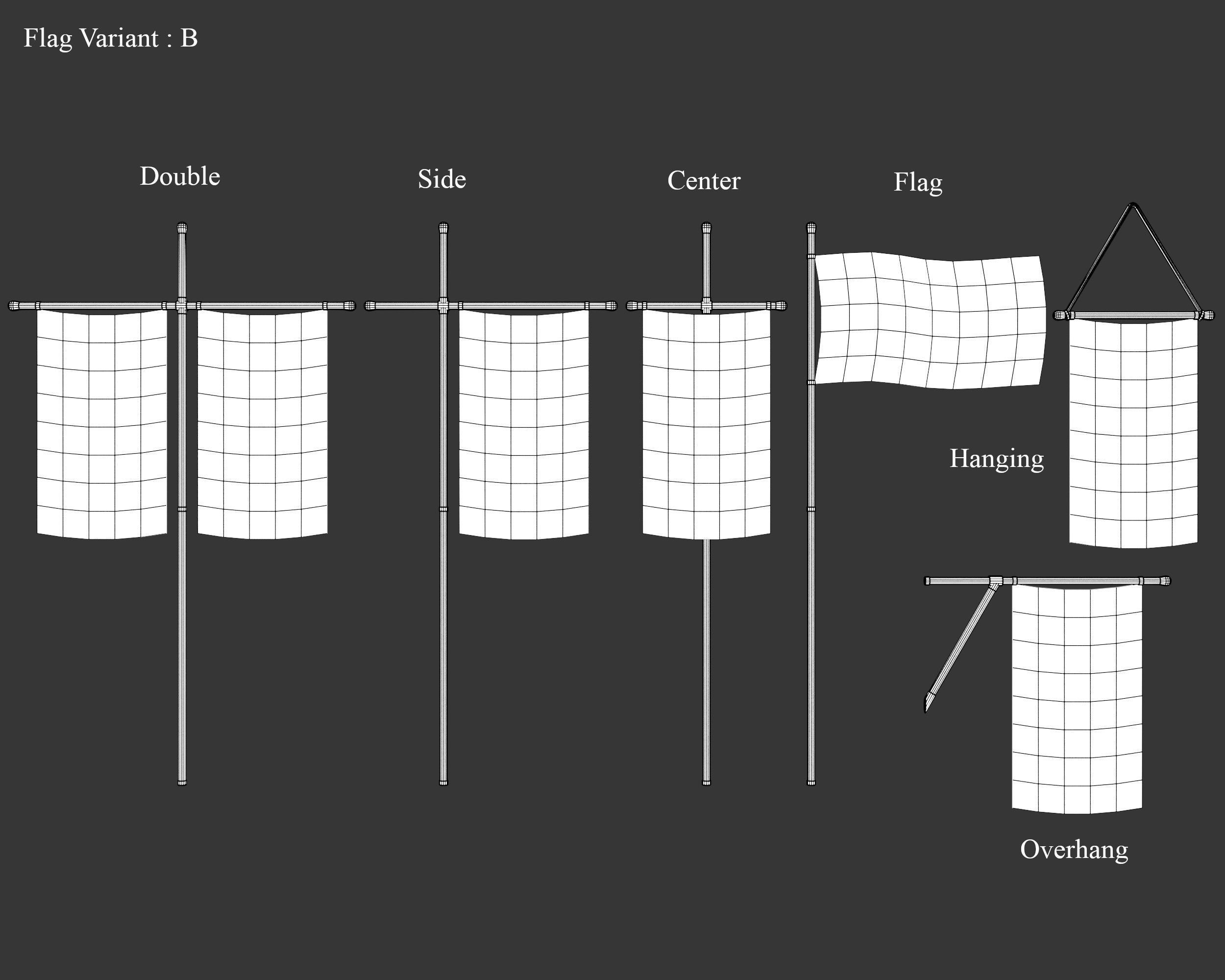 3D model Medieval Common Decoration Flags and Banners VR / AR / low ...