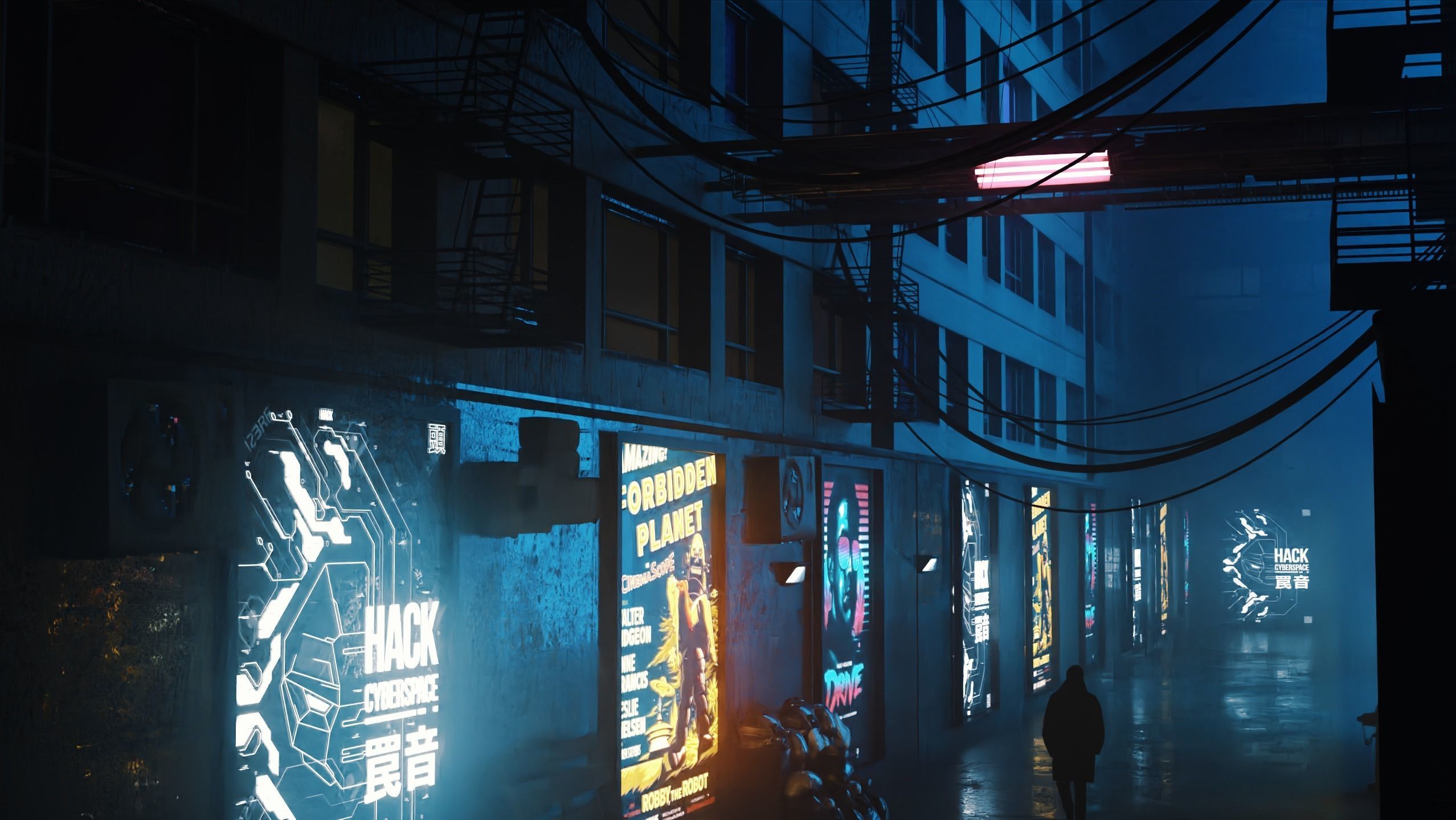 3D model Cyberpunk Street Scene 3D Blend File Textured FBX OBJ MTL ...