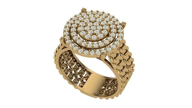 Cushion Shaped Top With Chain Shank Ring 3D model 3D printable | CGTrader