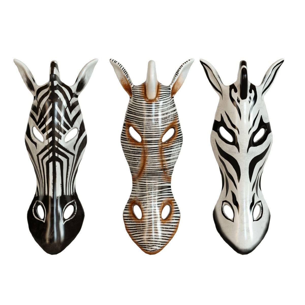 African zebra mask set 3D model | CGTrader