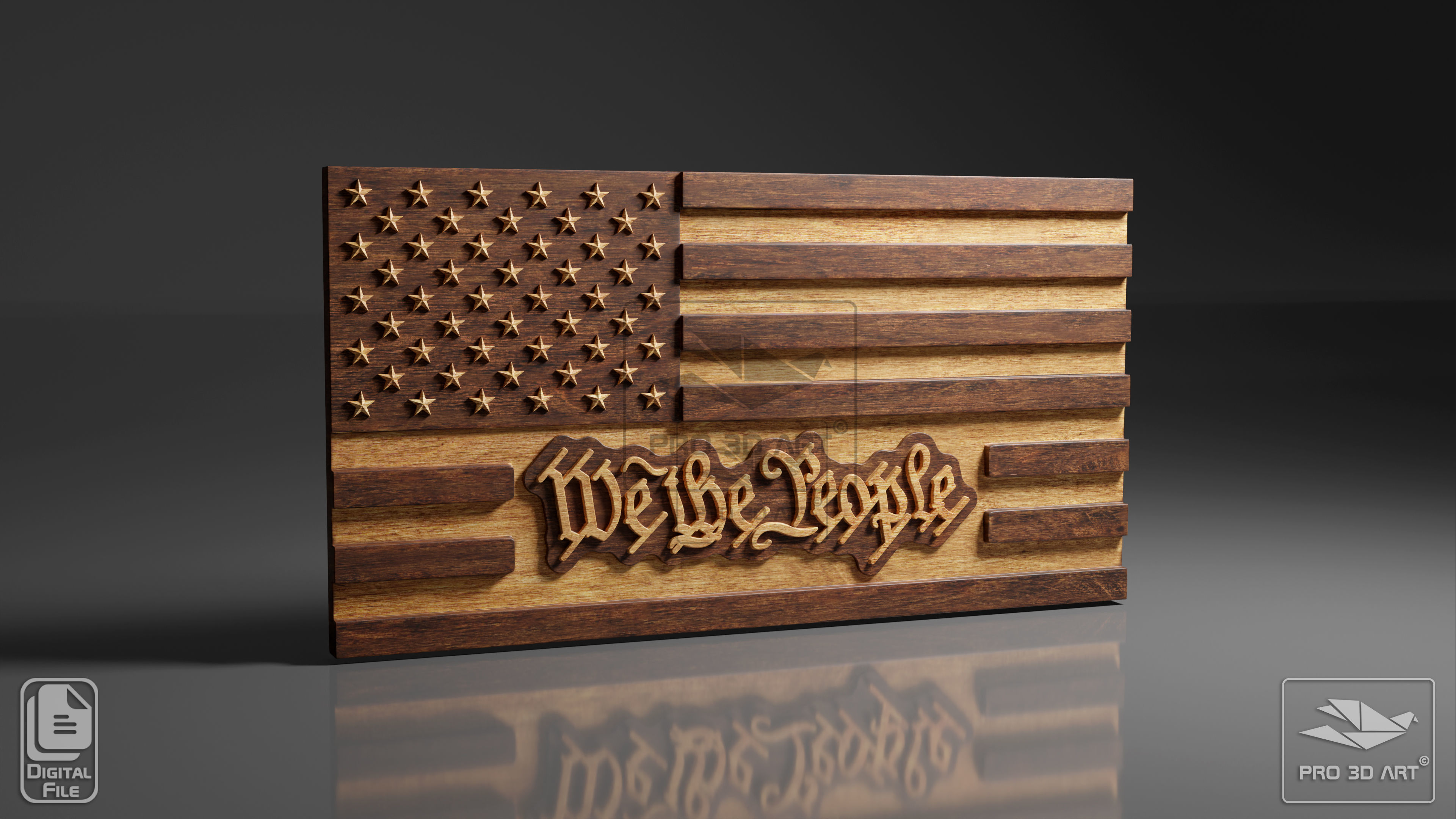 USA Flag - We The People - CNC Files For Wood 3D STL Model 3D model ...