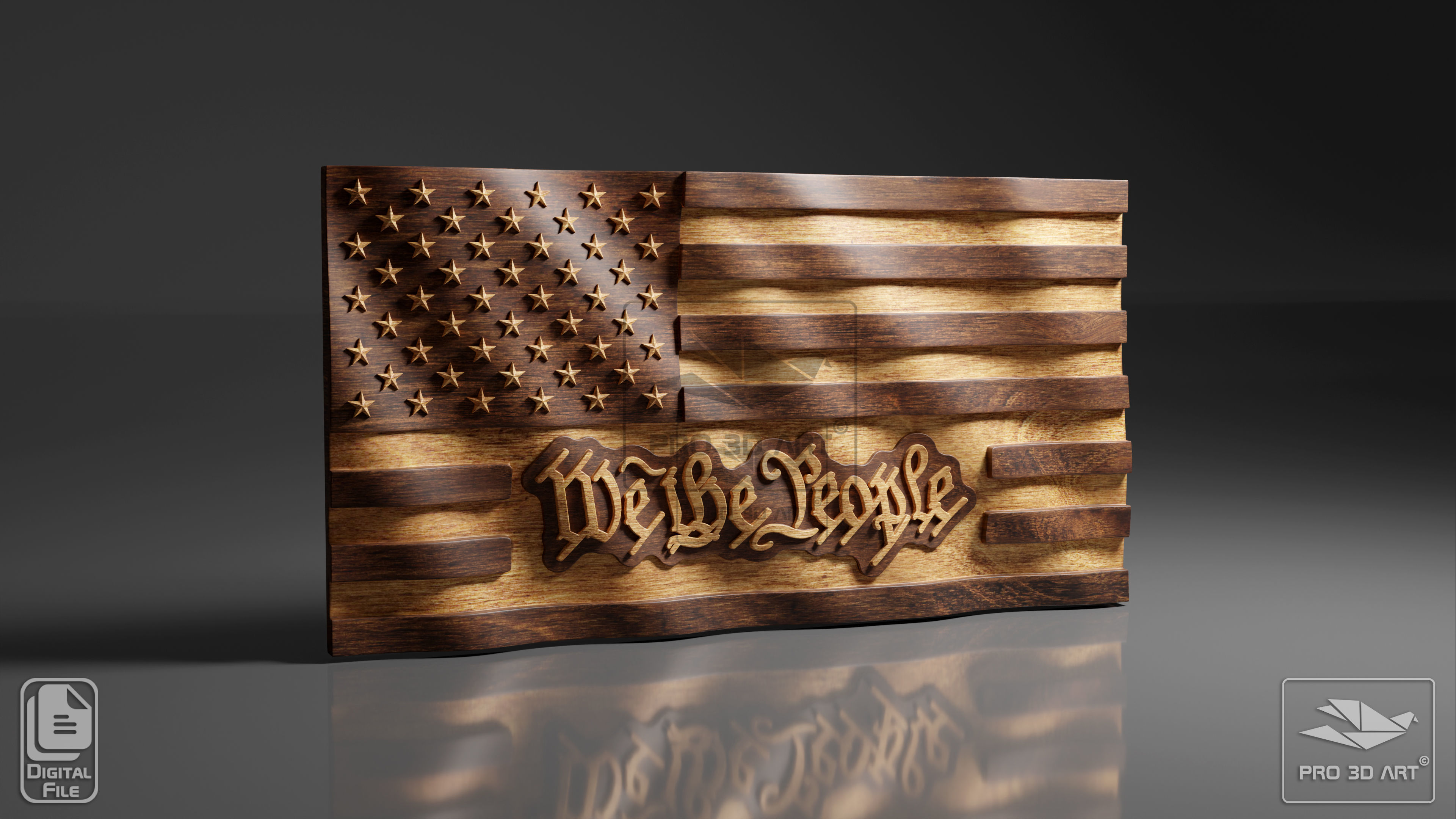 USA Wavy Flag - We The People - CNC Files For Wood 3D STL Model 3D ...
